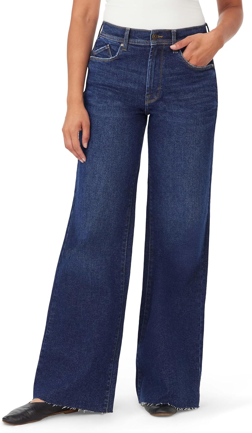 Kensie Jeans for Women The Kaya High-Rise Wide Leg Raw Hem 32-Inch ...