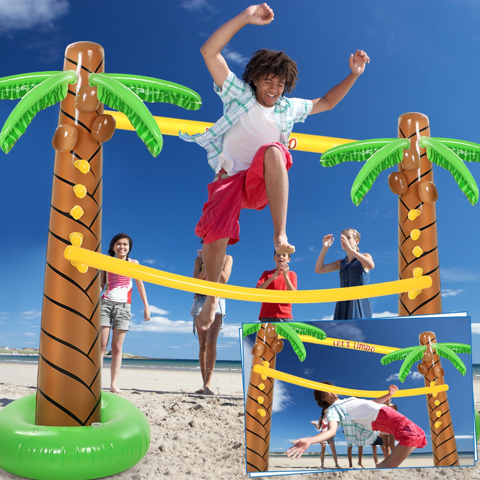 Snapklik.com : 2 Set Inflatable Palm Tree Limbo Game Luau Party Coconut ...