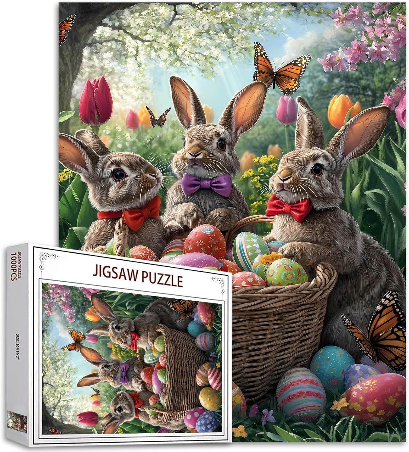 Amazon.com: Cute Easter Bunnies and Colorful Eggs 1000 Piece Puzzle ...