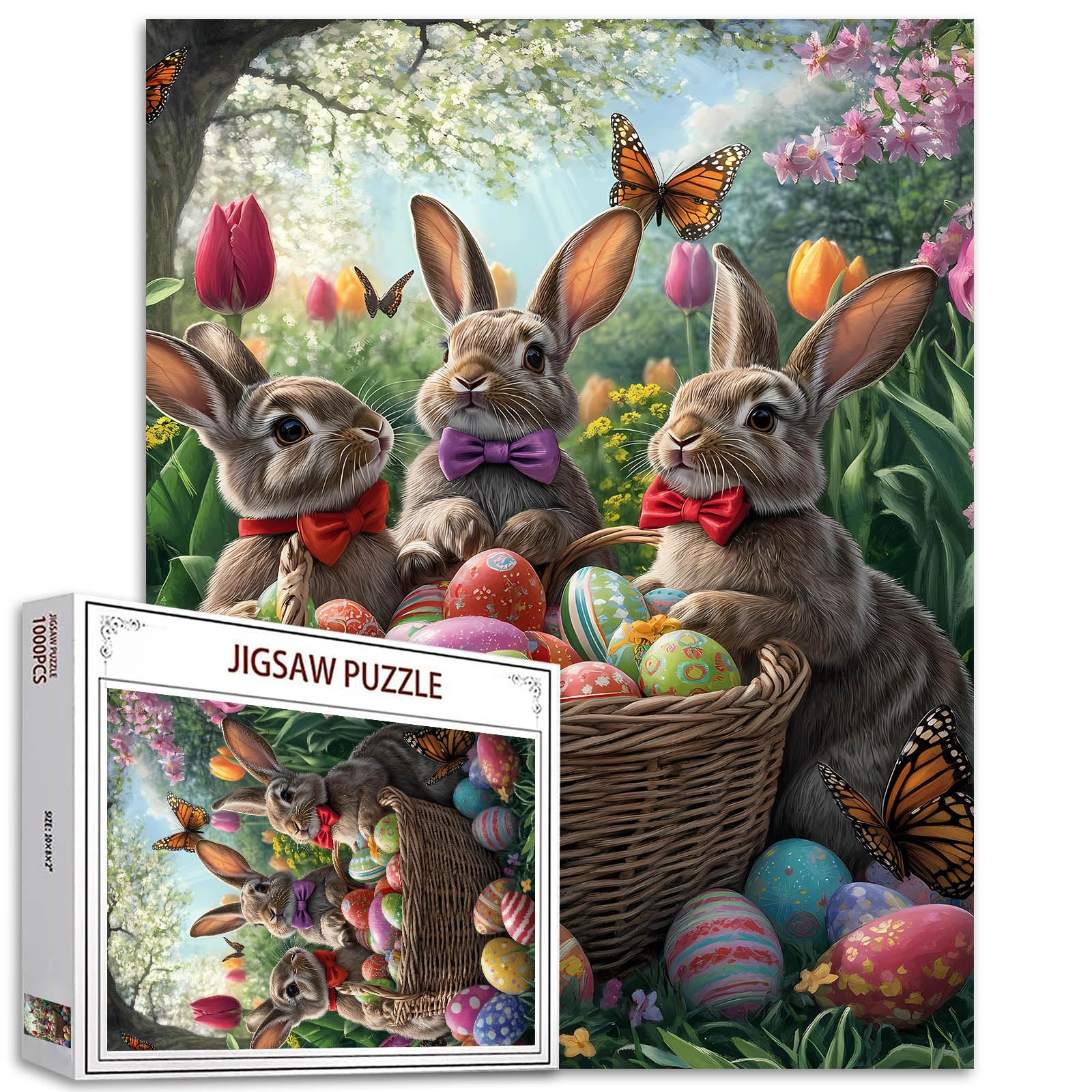 Amazon.com: Cute Easter Bunnies and Colorful Eggs 1000 Piece Puzzle ...