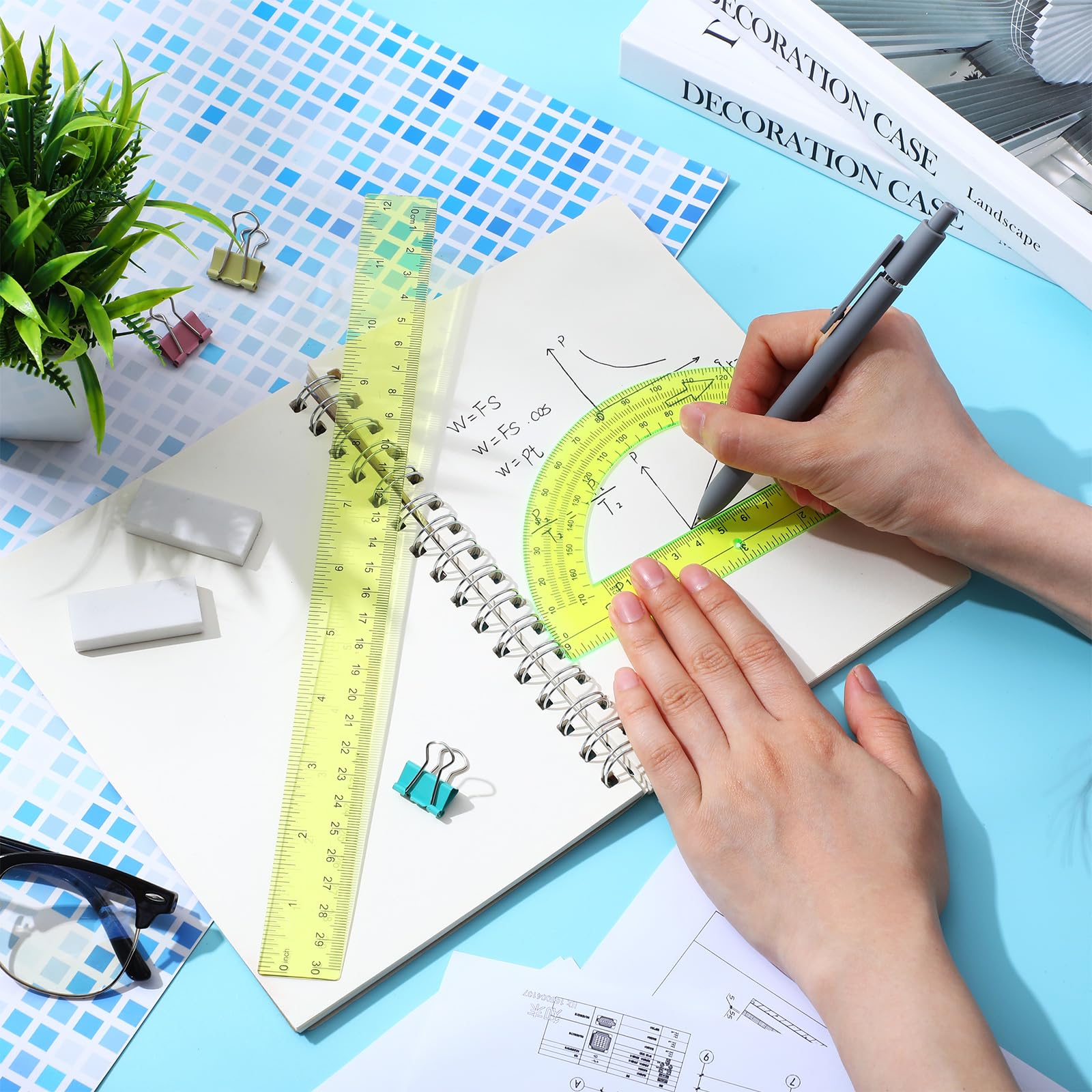 Snapklik.com : Zonon 2 Pack 12 Plastic Ruler And 6 Plastic Protractor ...