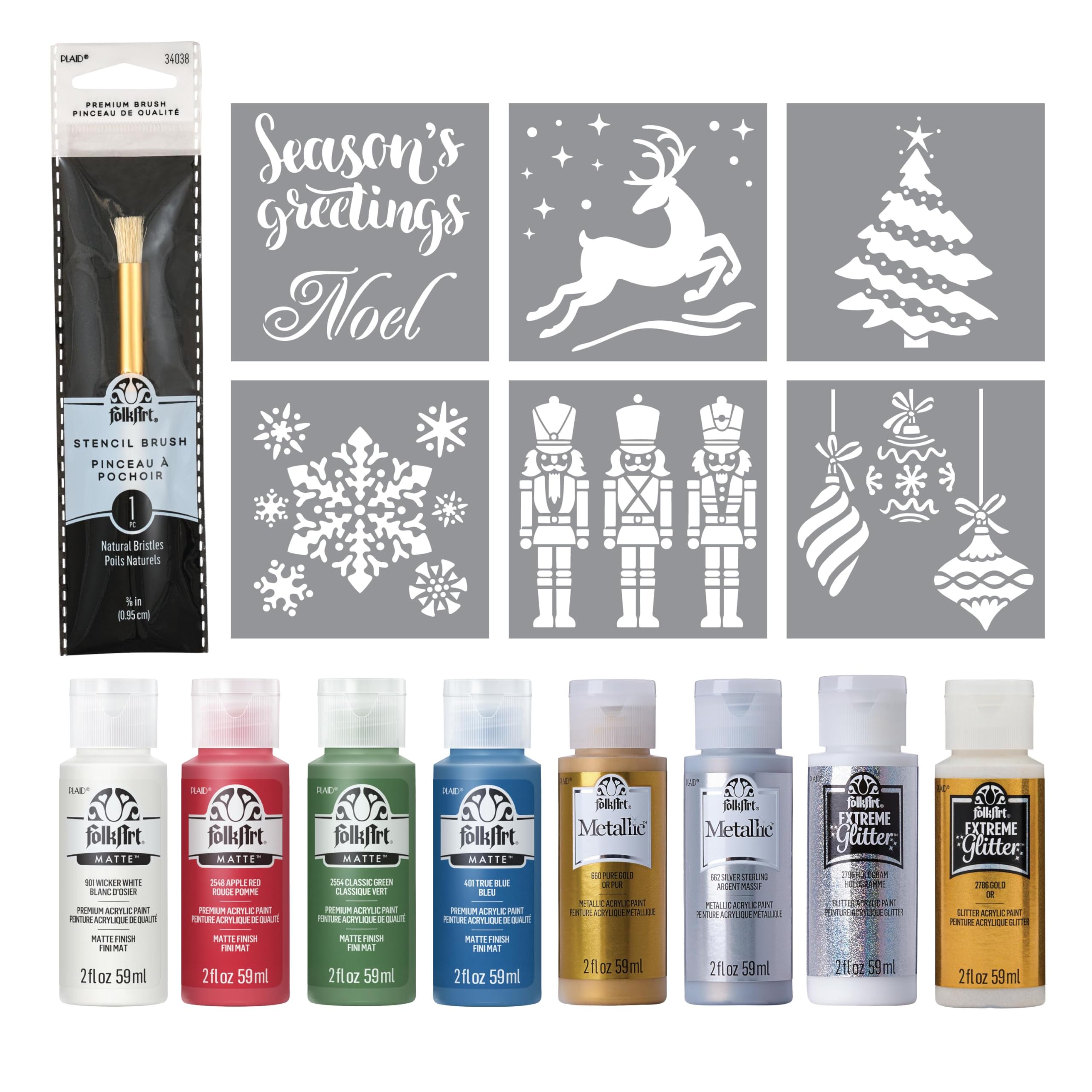 Amazon.com: FolkArt Holiday Acrylic Paint Kit, 15 Piece Set Including 6 ...