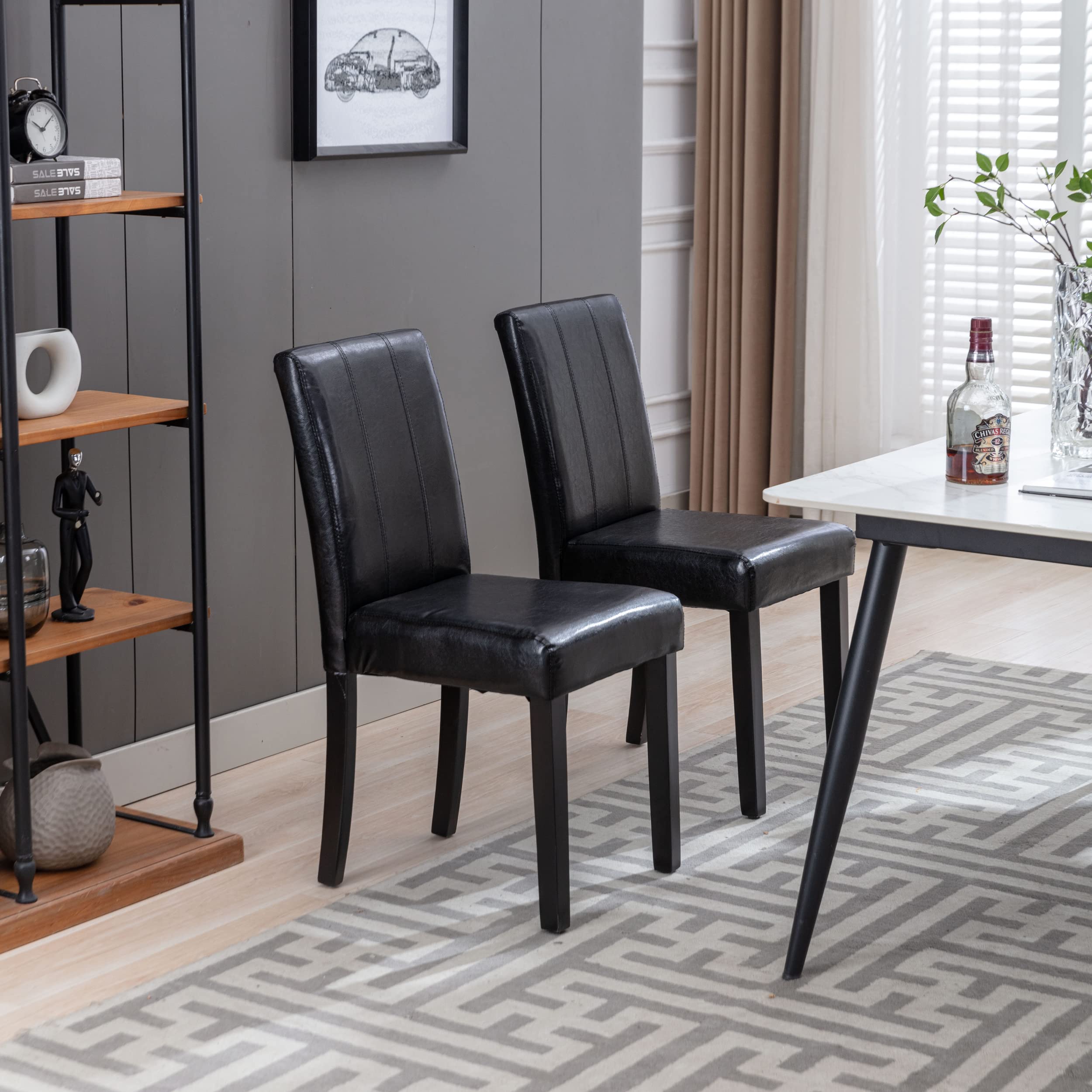 Restworld Dining Chairs Set of 2,Solid Wood Leatherette Parson Chairs ...