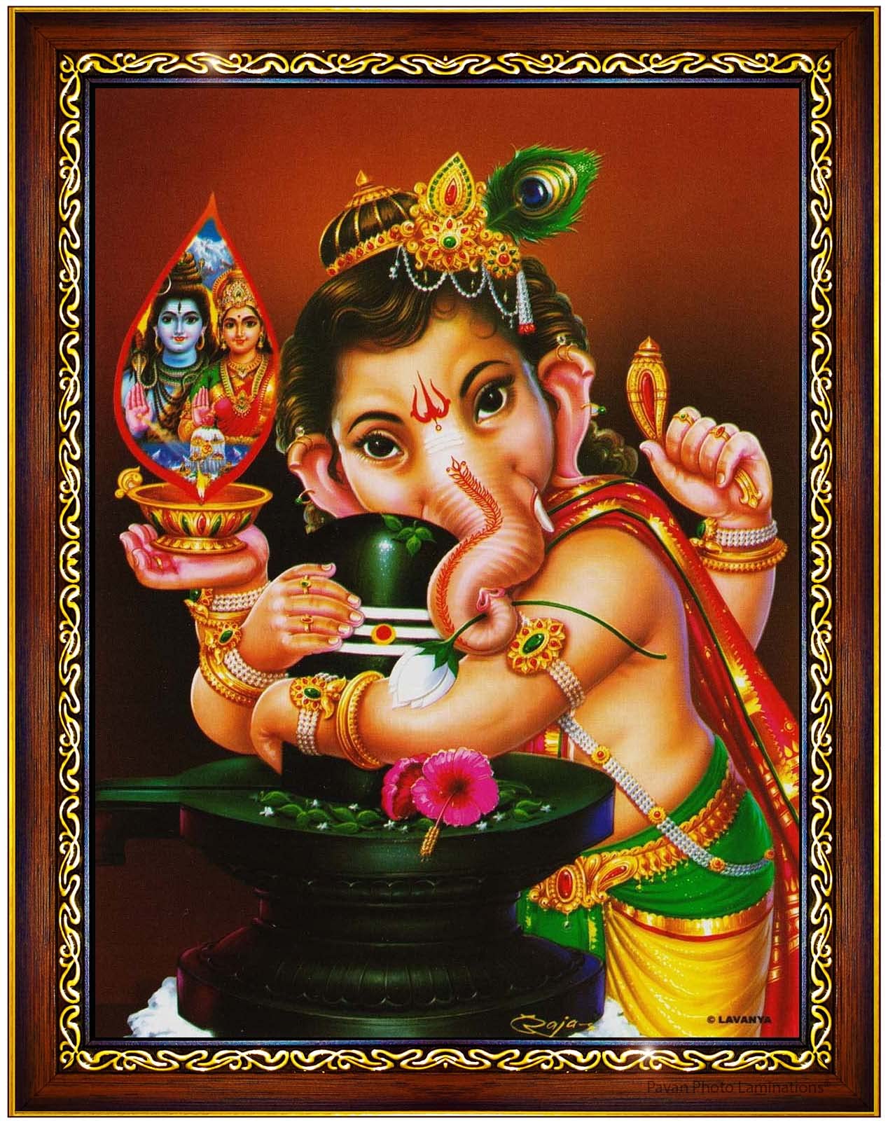 Buy Pavan Photo Laminations, Lord Shiva Parvati Bhagwan Ganesh Ji Shiv ...