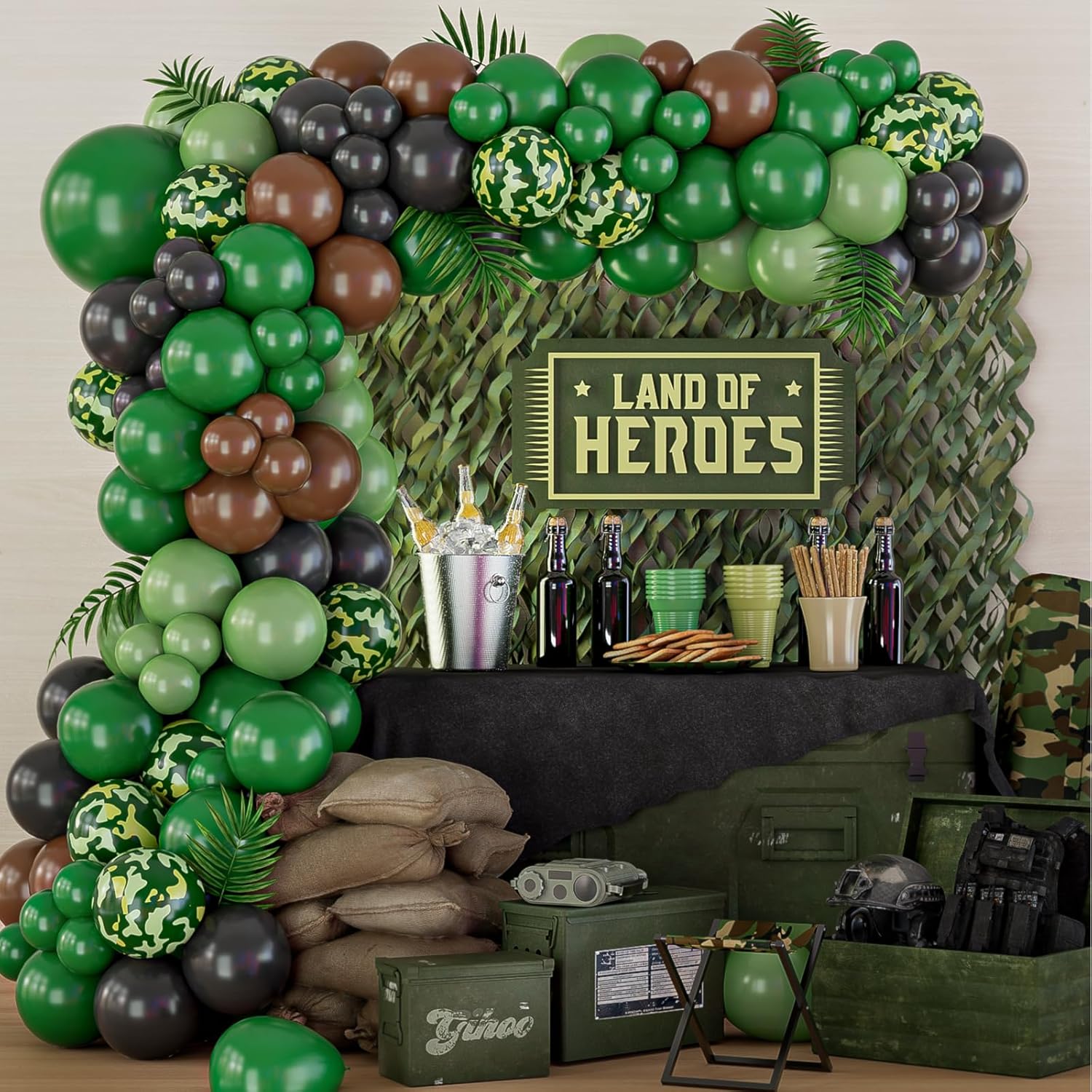 Amazon.com: Camouflage Balloon Garland Arch Kit 131PCS Green Camouflage ...