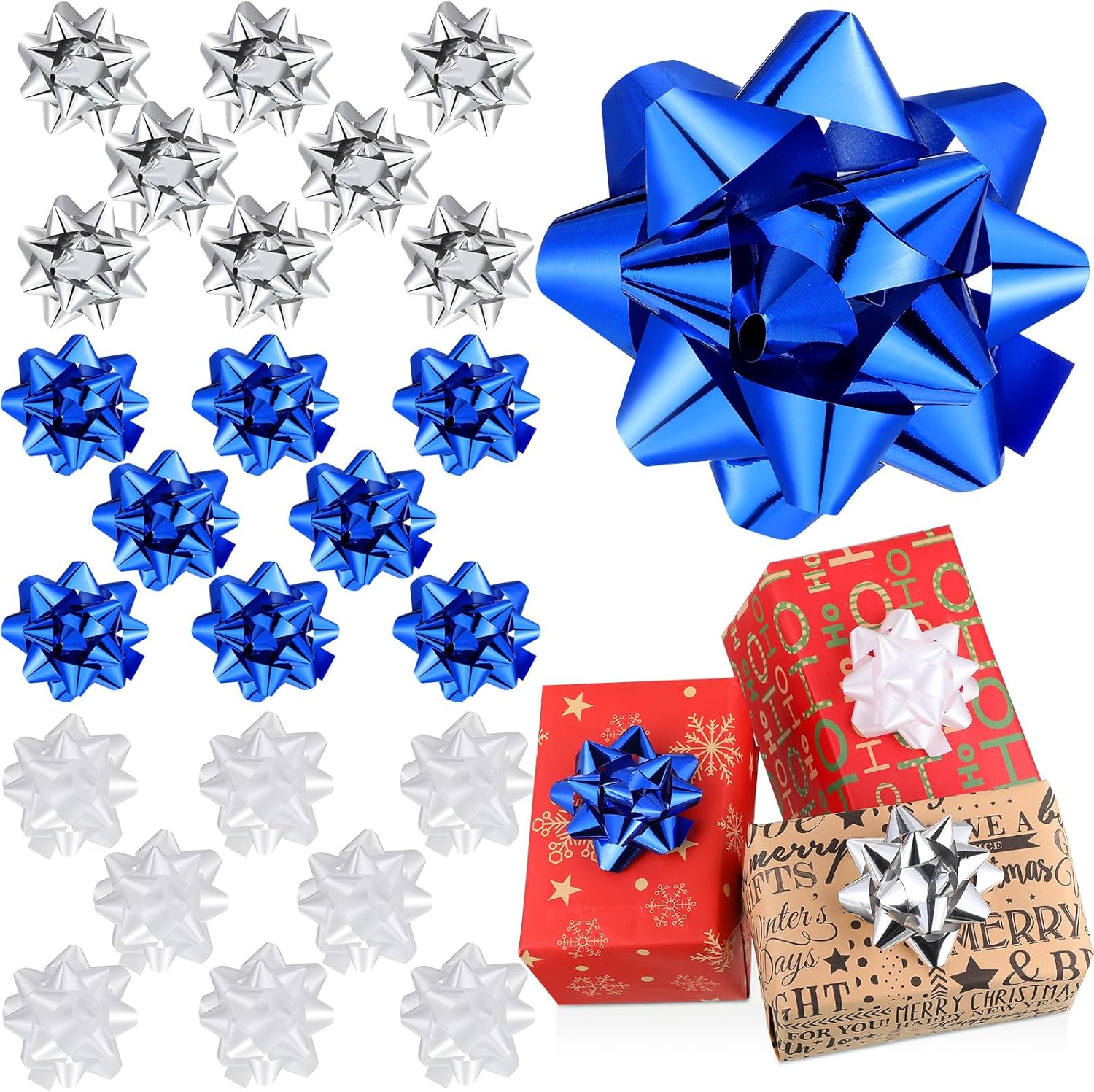 Paquete de 24 lazos de Navidad para envolver regalos, lazos de regalo ...