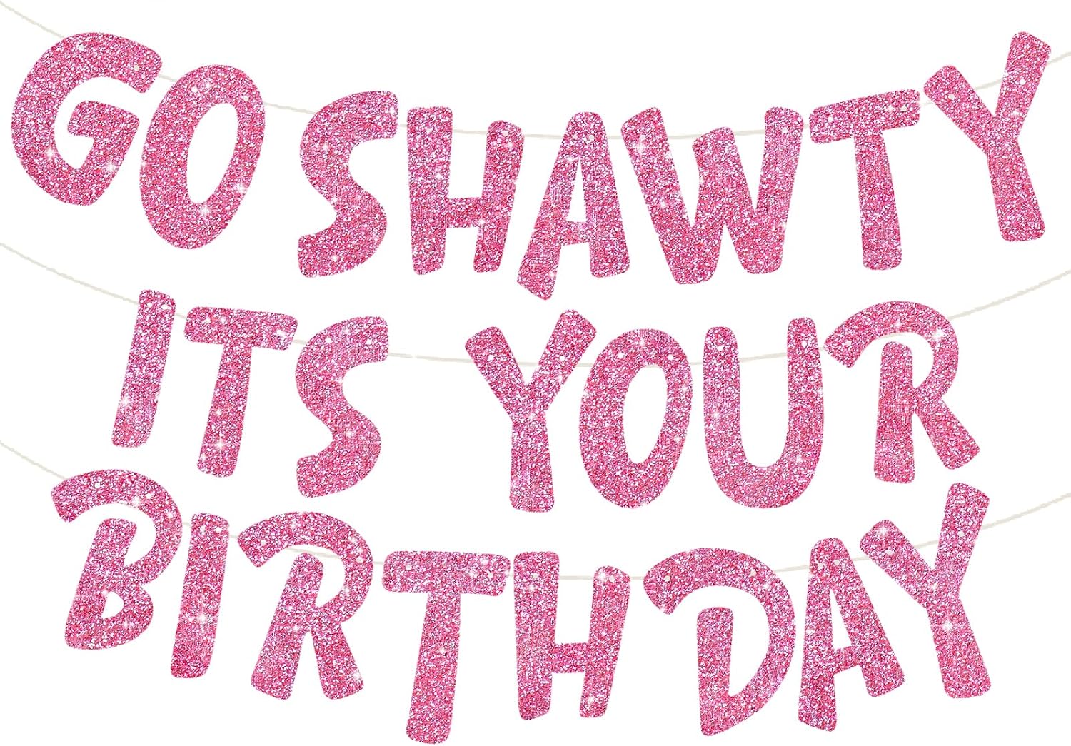 Amazon.com: BEISHIDA Pink Go Shawty It's Your Birthday Banner,NO DIY ...