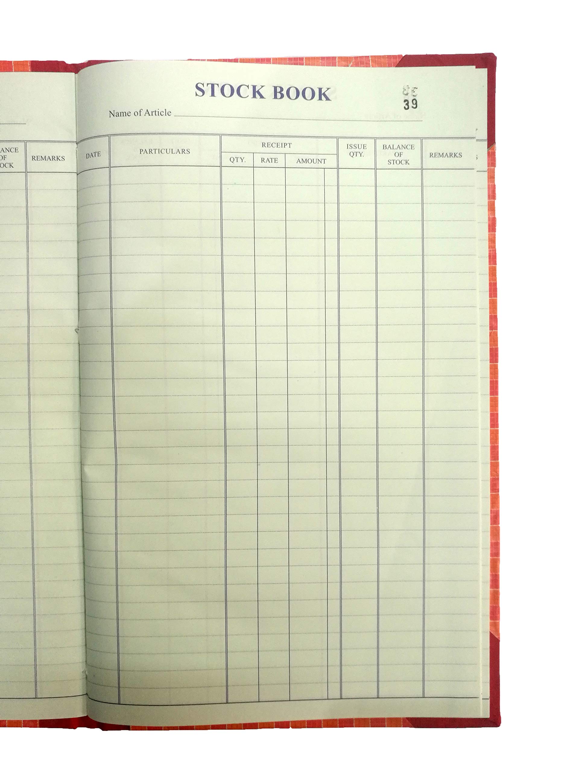 LRS Stock Book with Amount Column - Hard Bound - Register Size - 32 x ...
