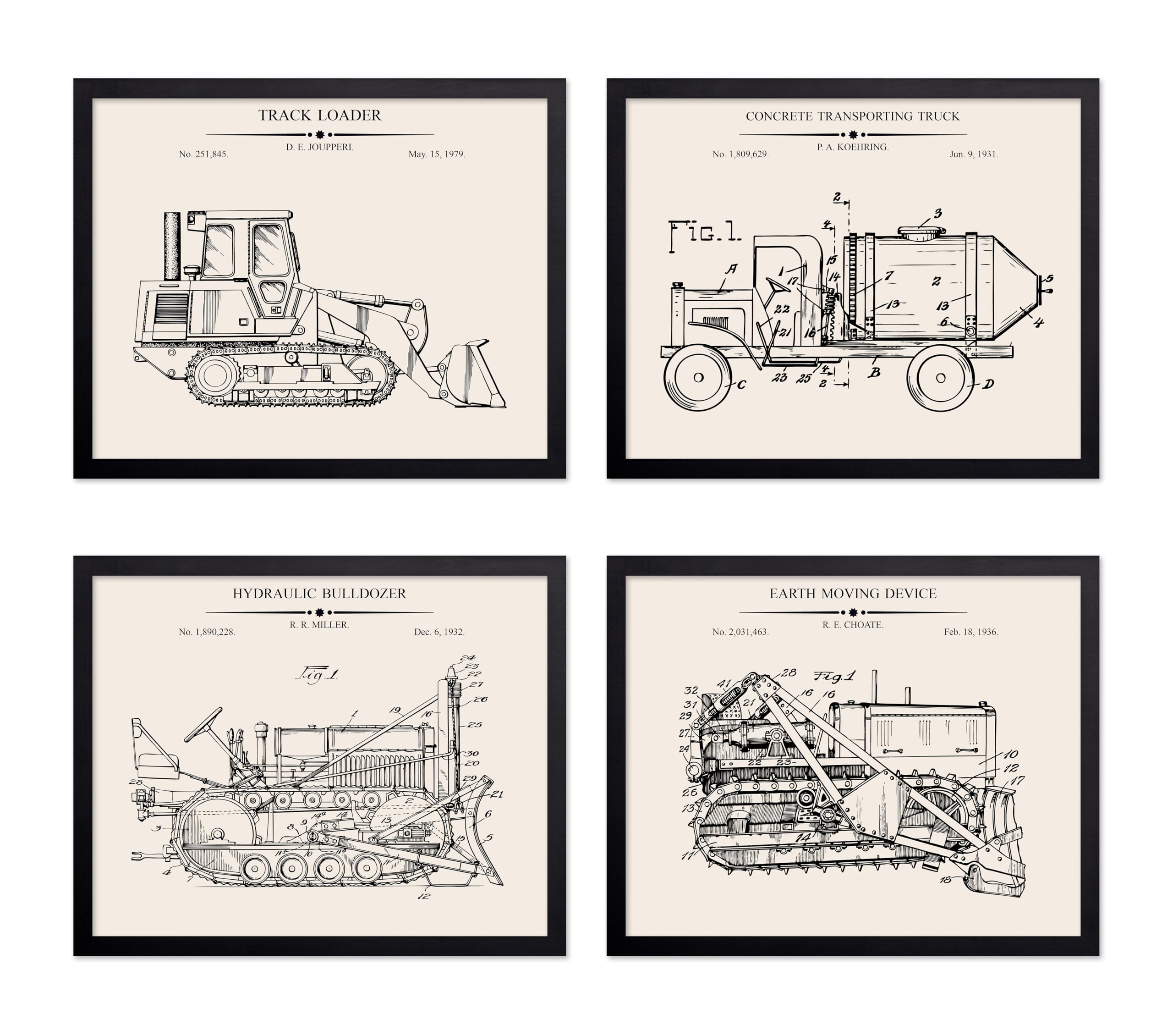 Amazon.com: Poster Master 4-Piece Vintage Construction Blueprint Poster ...