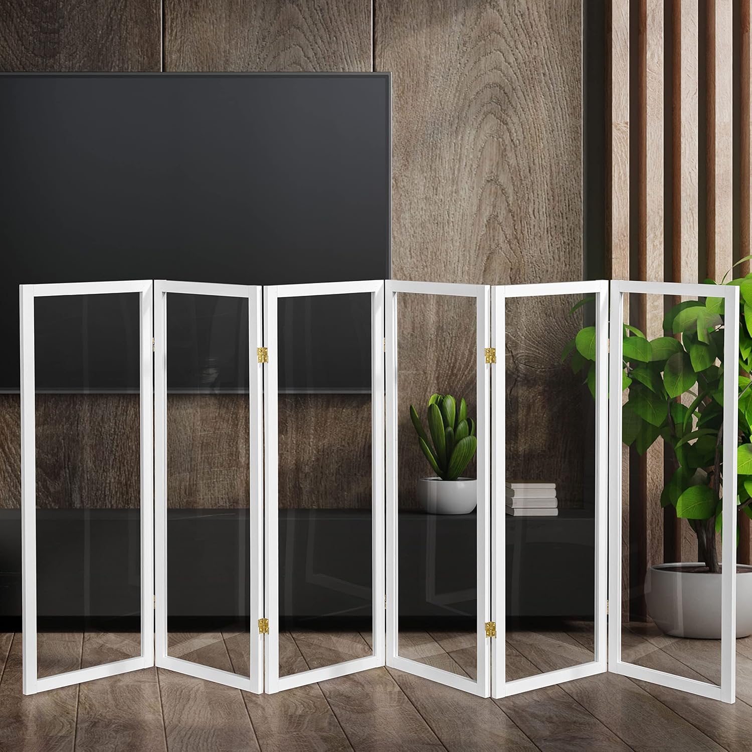 Amazon.com: 4 ft. Short Clear Plastic Partition White 6 Panel