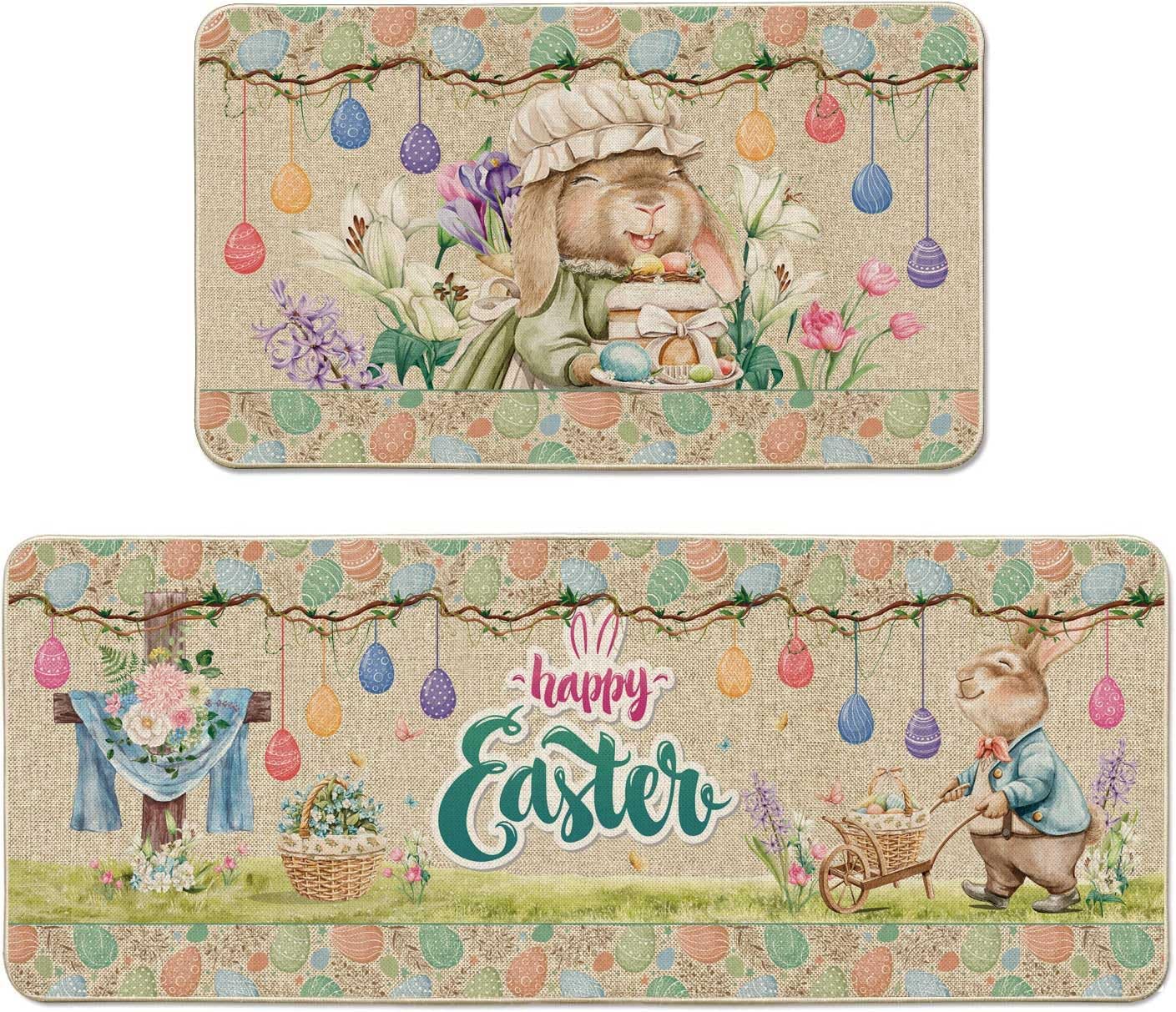 Amazon.com: Easter Kitchen Mat, Happy Easter Kitchen Rugs, Easter Bunny ...