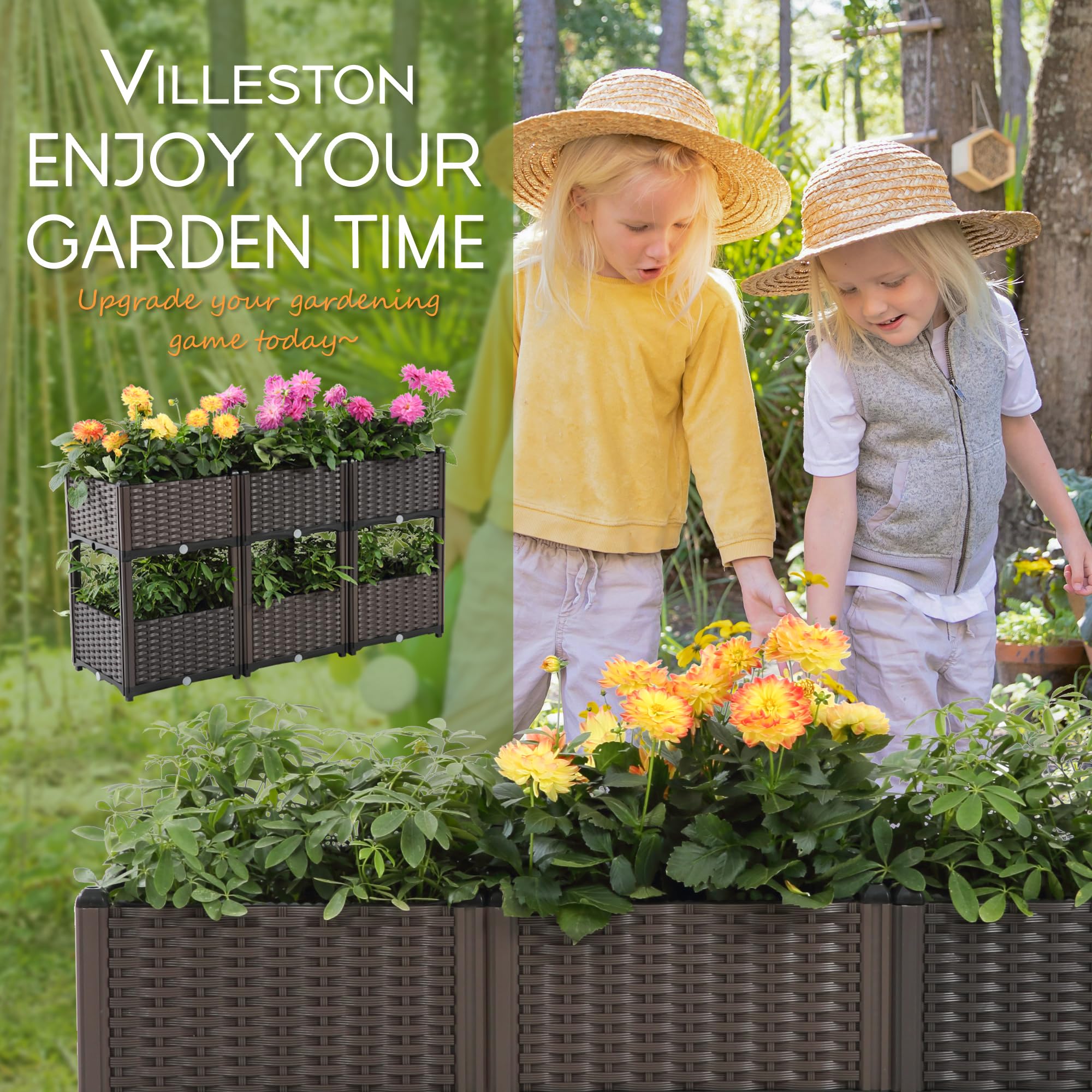 Raised Garden Bed Outdoor - 6PCS Elevated Plastic Modular Planter Box ...