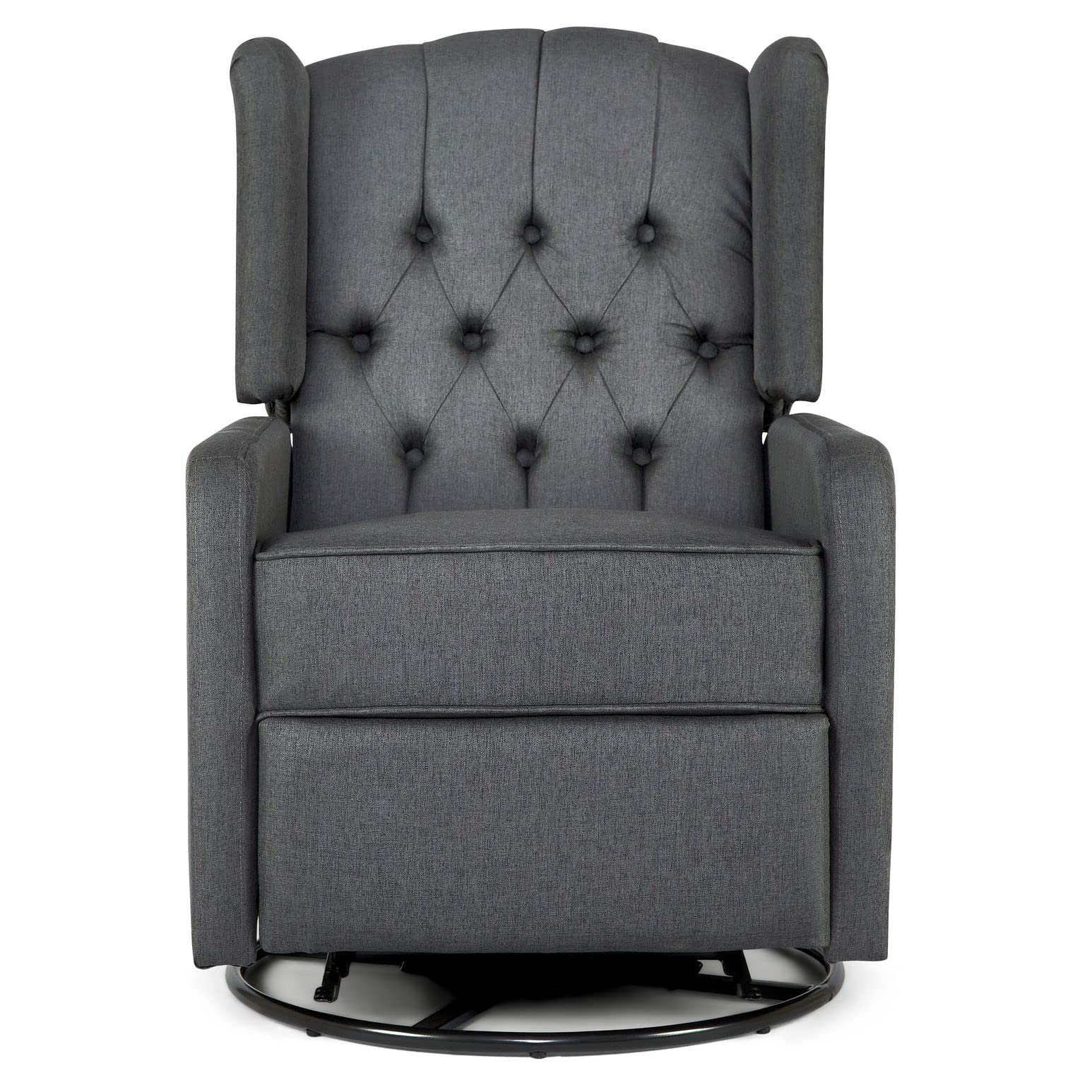 Bravich Manual Reclining Swivel Chair- Grey Fabric Recliner With Metal ...