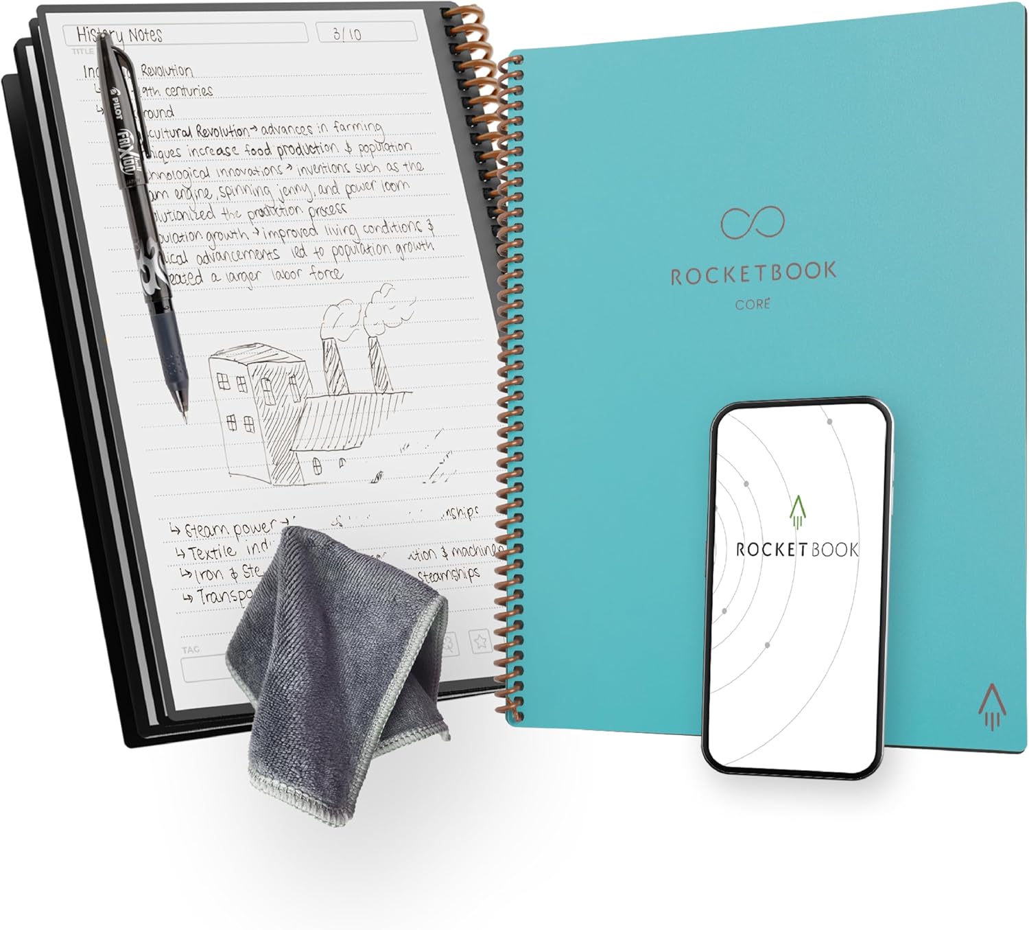 Amazon.com : Rocketbook New Core Reusable Spiral Notebook, Letter Size ...