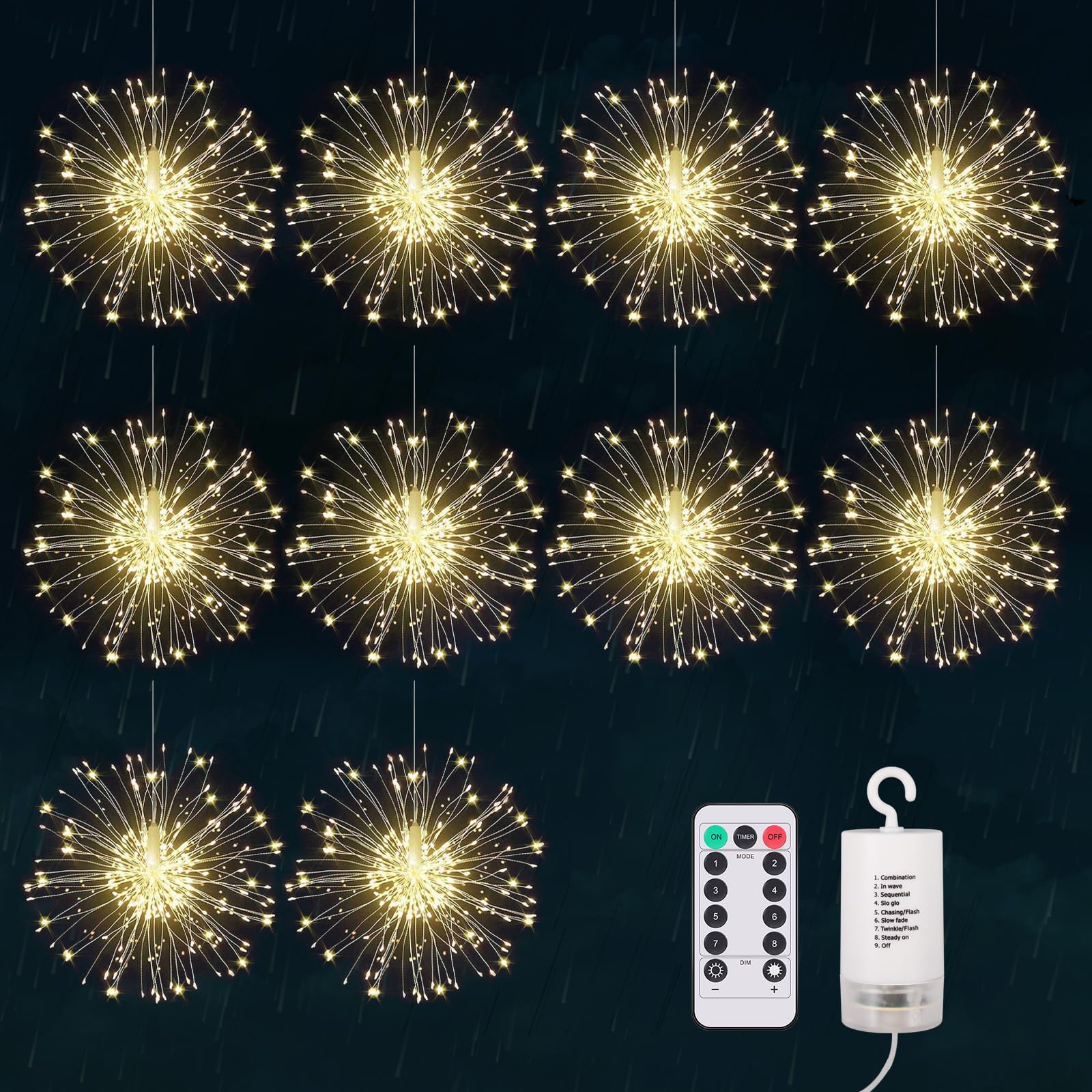 KIKILIVE Firework Lights,10 Pack LED Copper Wire Fireworks Lights Fairy ...