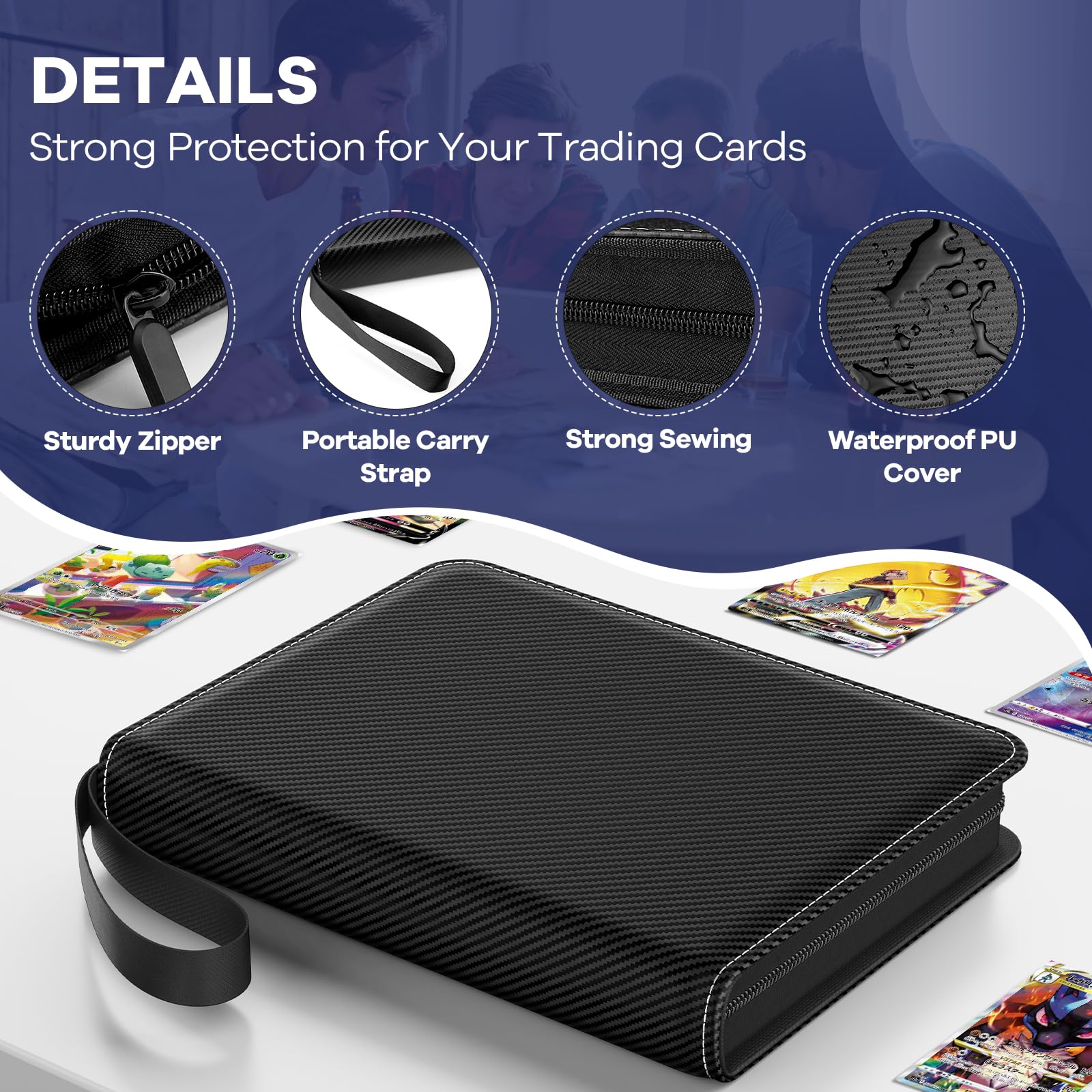 Trading Card Binder with Sleeves, 9 Pocket Trading Card Binder Premium ...