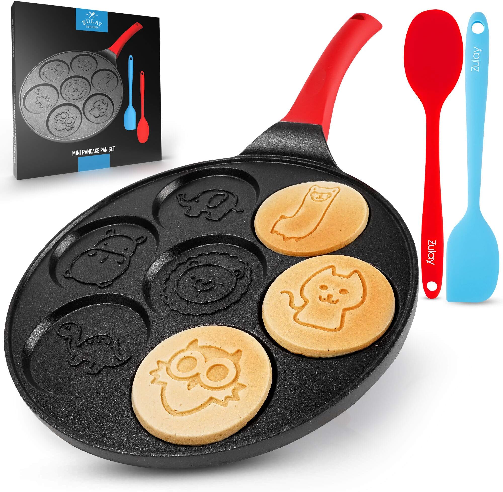 Amazon.com: Zulay Kitchen Pancake Pan - 7 Animal Face Designs & 2 Bonus ...
