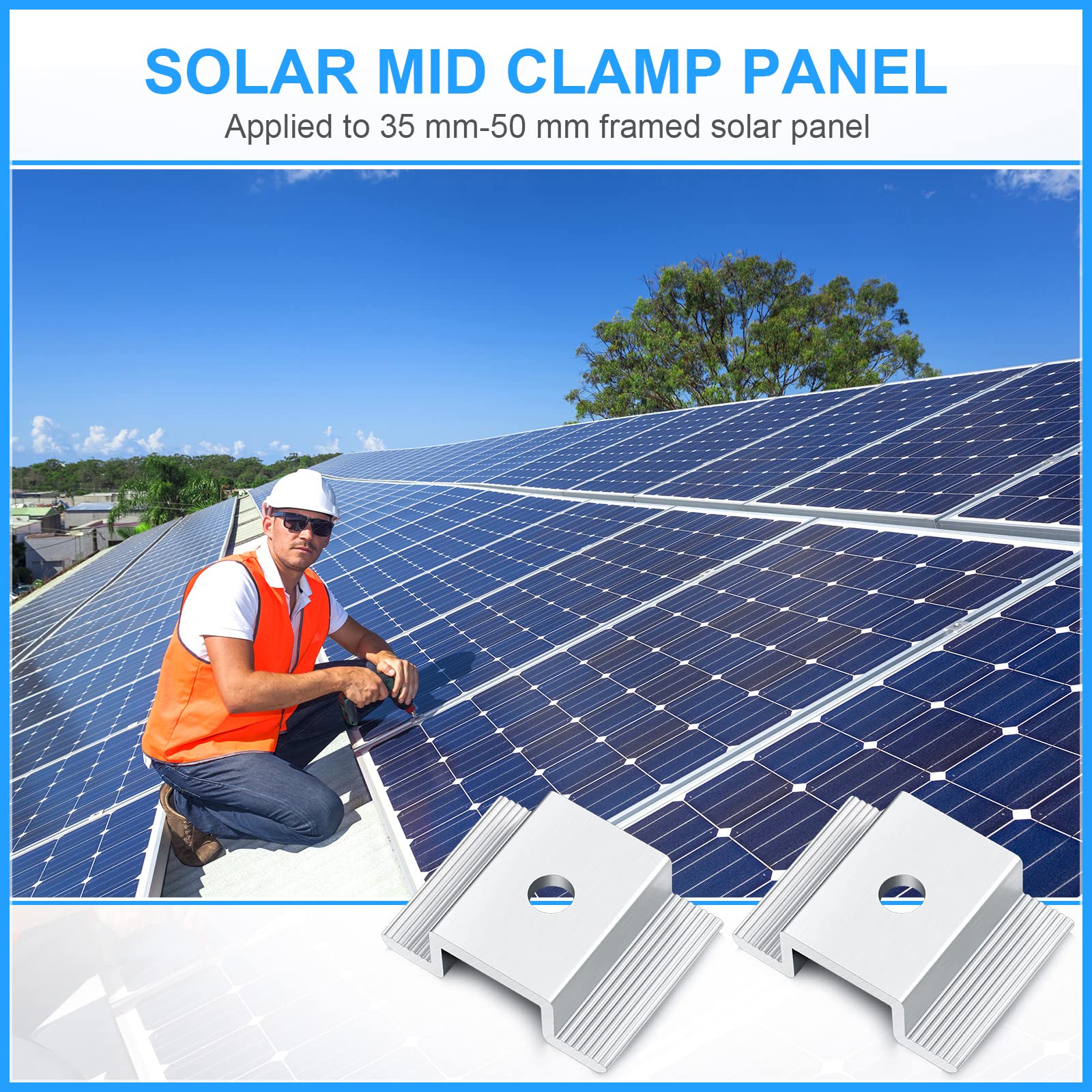 Snapklik.com : 48 Pack Solar Panel Mid Clamps 1.06 Inch Solar Panel ...