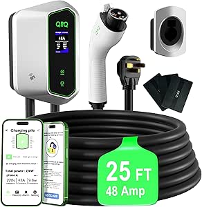 Amazon.com: QPQ Level 2 EV Charger 48Amp 240V EV Chargers for Home Level 2 with NEMA 14-50 Plug ...