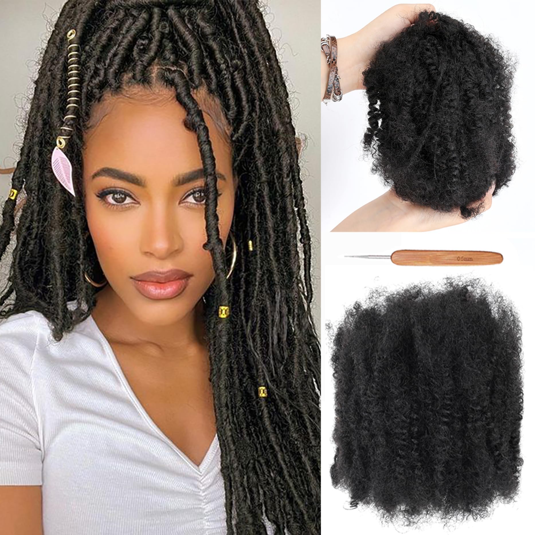 Amazon.com : Afro Kinkys Bulk Human Hair 100% Human Hair for Dreadlock ...