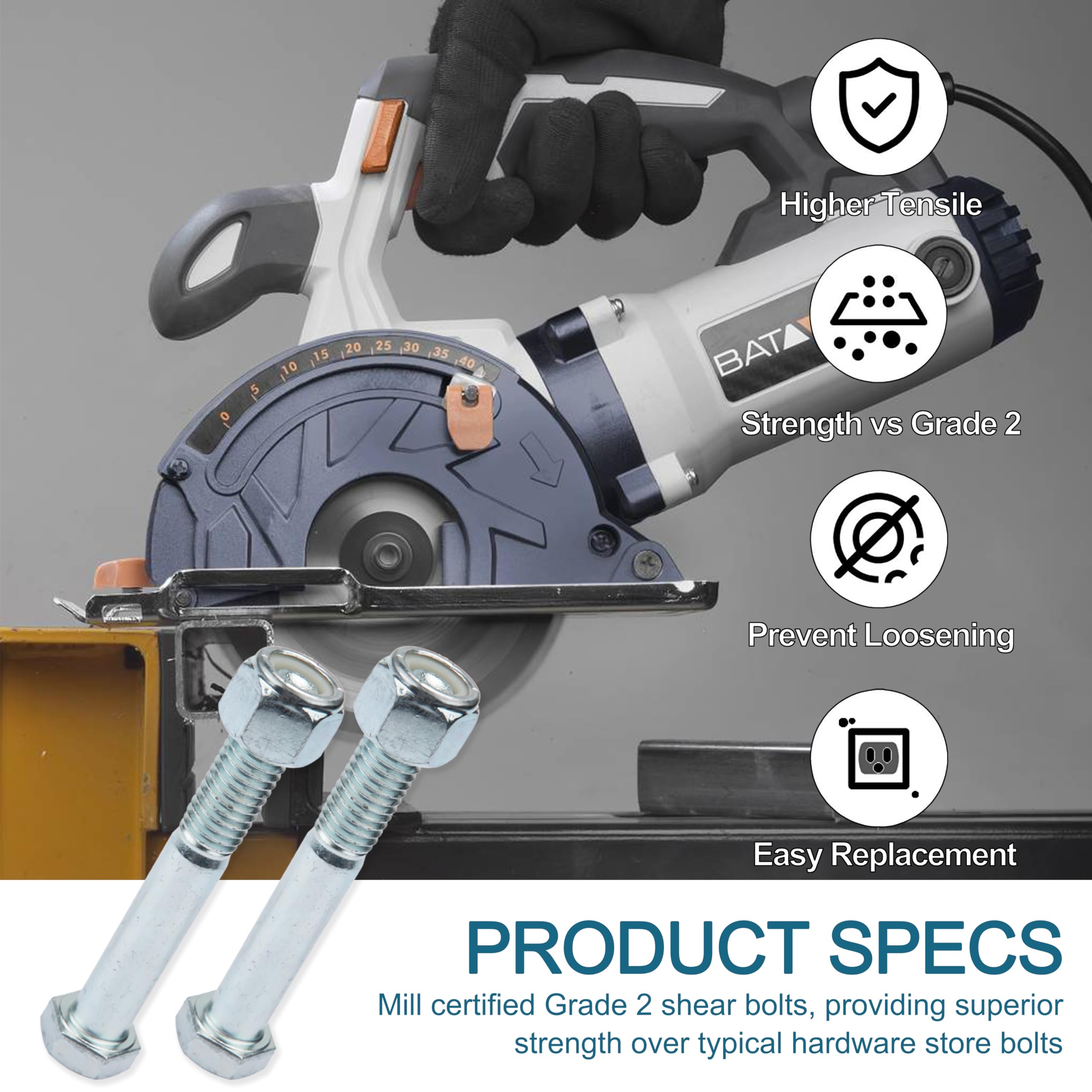 Snapklik.com : 5 Pack - Grade 2 Shear Bolts For Rotary Cutters