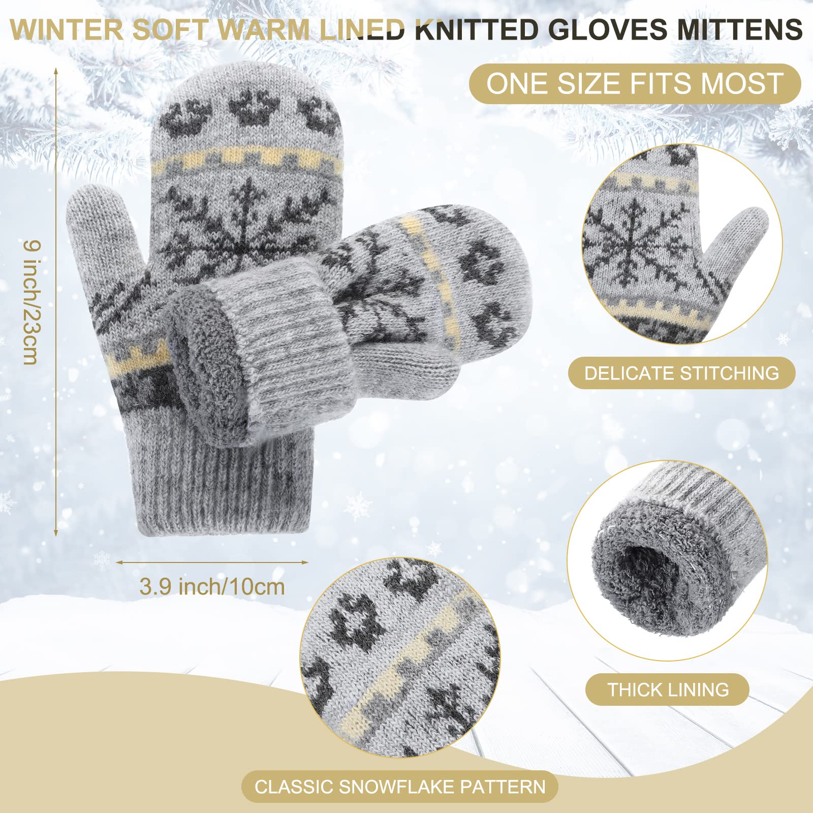 Snapklik.com : Vicenpal 3 Pairs Mittens For Women Cold Weather Winter ...