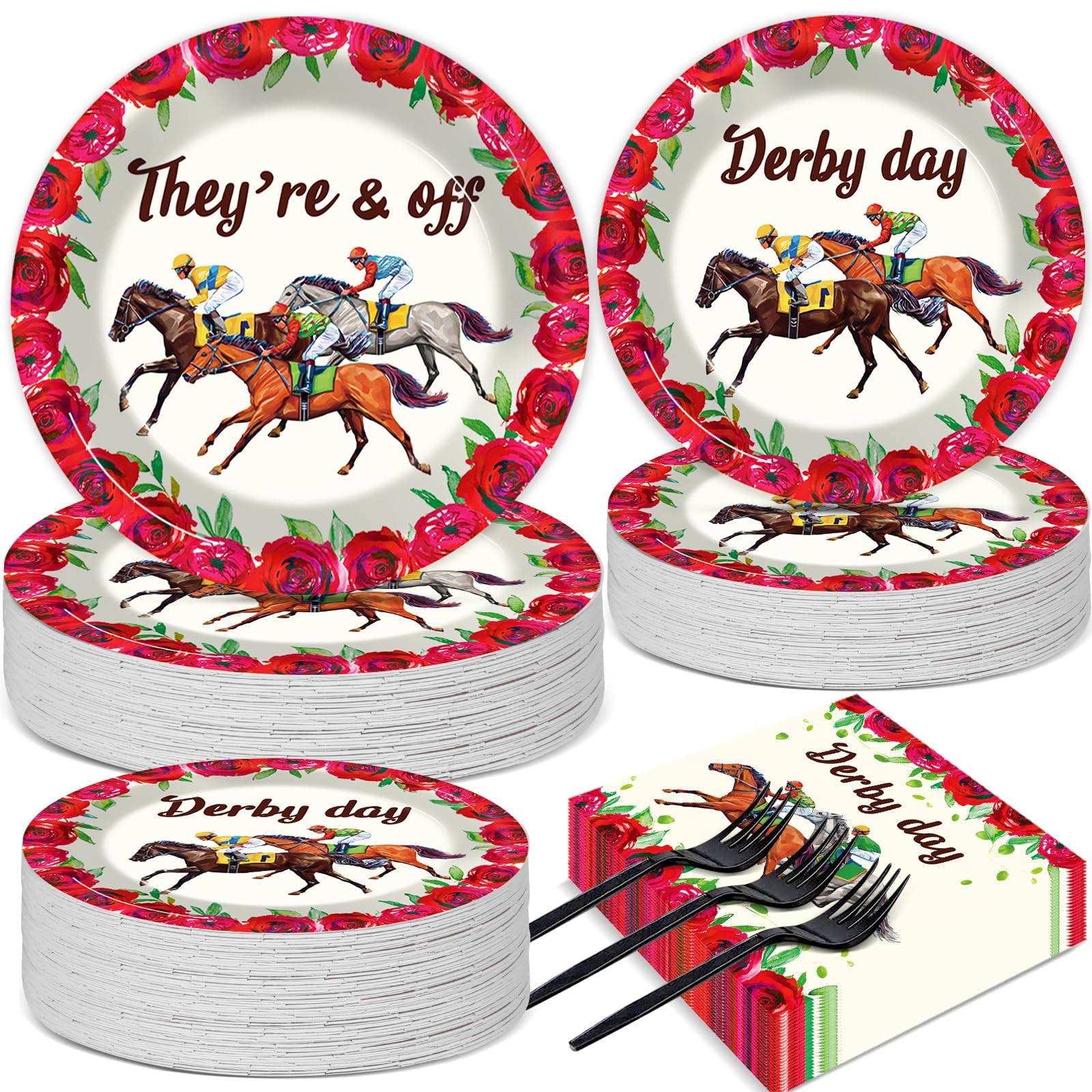Amazon.com: 50 Guests Derby Day Plates and Napkins Party Supplies ...