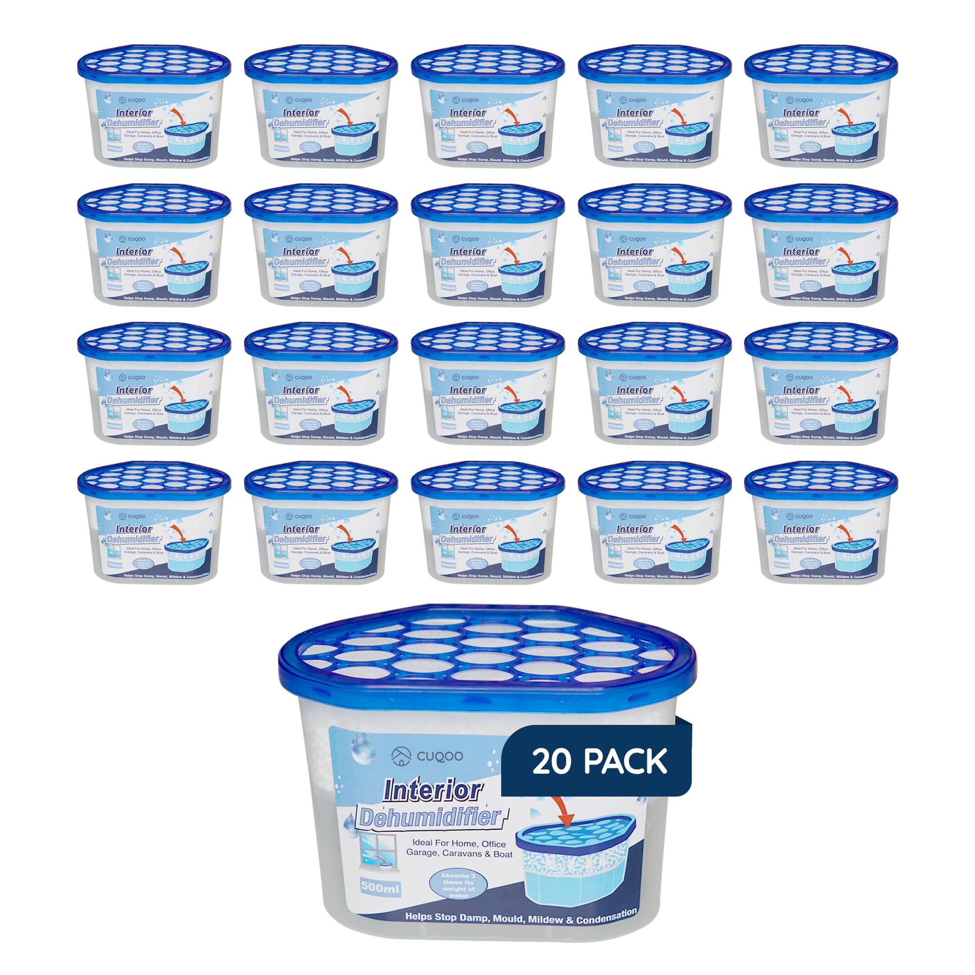 CUQOO Disposable Dehumidifier for Home 500ml, Pack of 20 Moisture ...