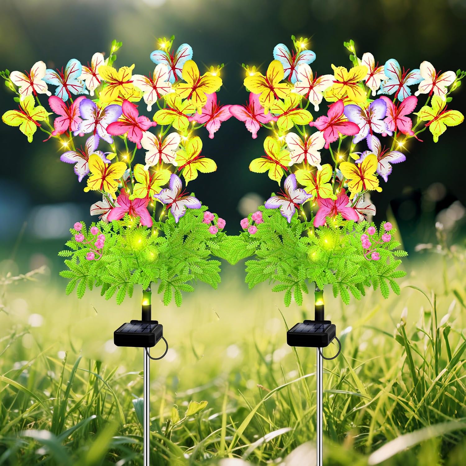 Amazon.com : Butterfly Solar Garden Lights Outdoor, 2 Pack Solar Flower ...