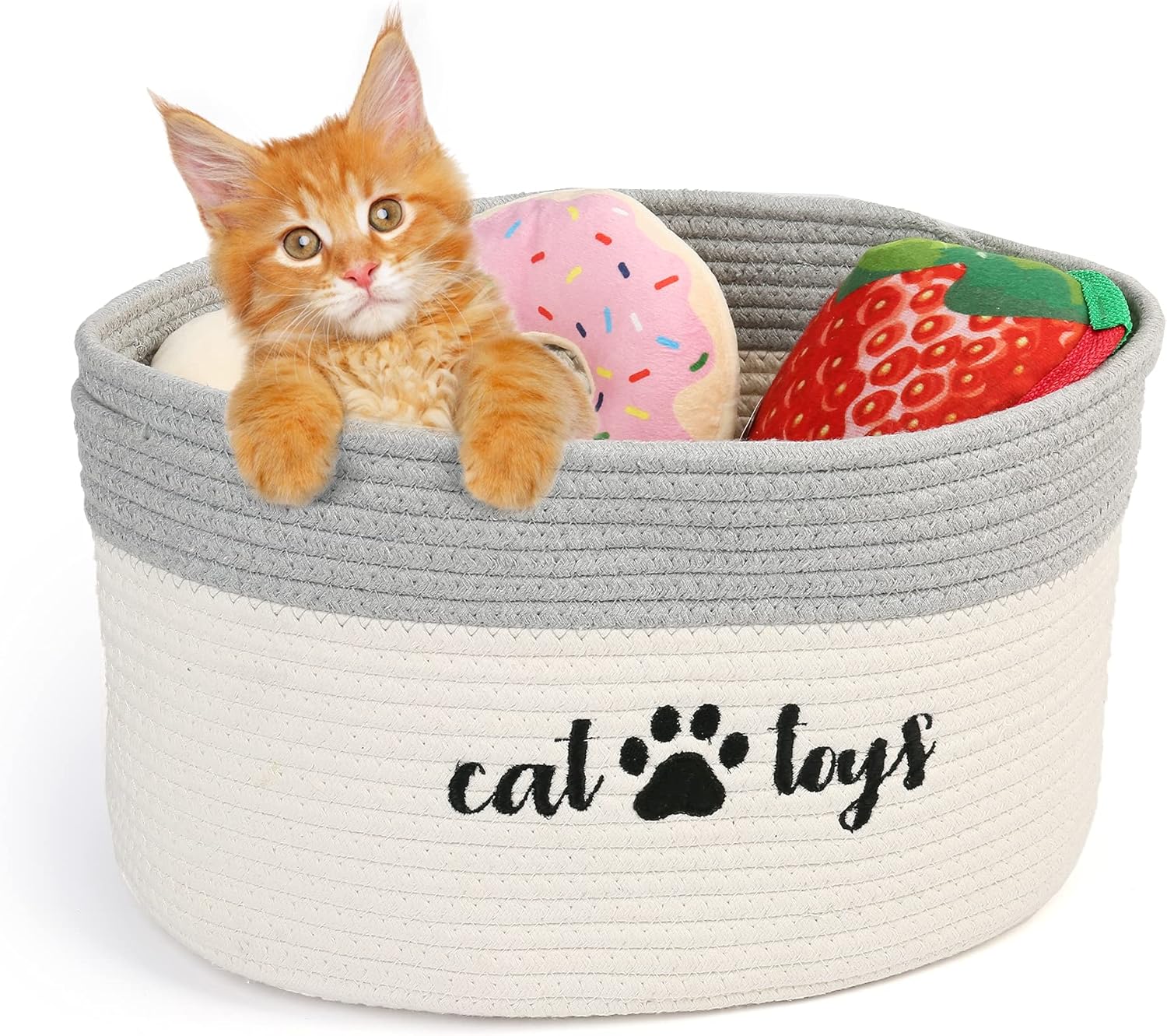 Amazon.com : PrimePets Cat Toy Basket, Cotton Rope Storage Basket with ...