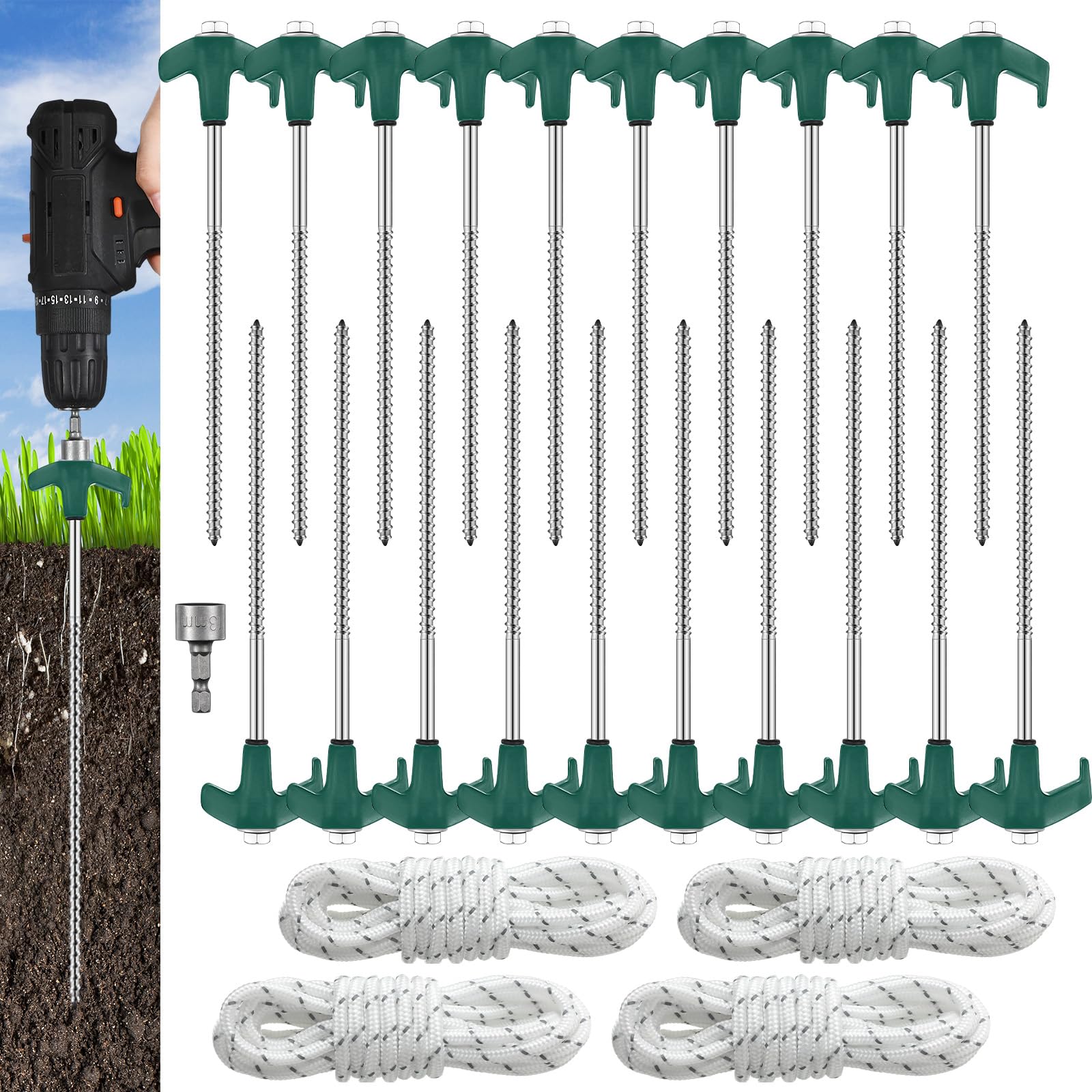 Amazon.com : Yaocom 20 Pcs 8'' Inflatable Stakes and Tethers Heavy Duty ...