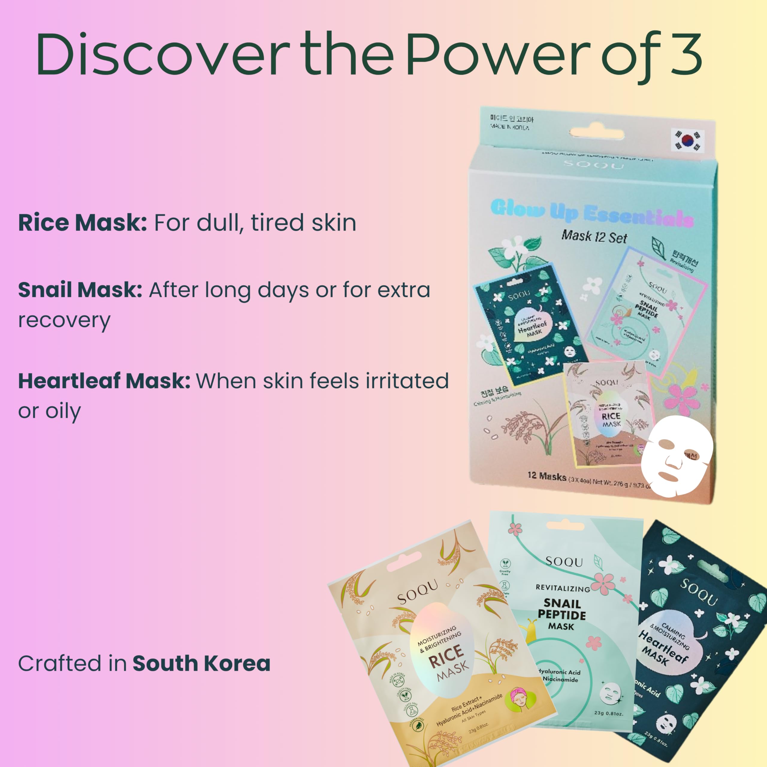 Snapklik.com : SOQU Glow Up Essentials Mask Set 12 Premium Korean Face ...