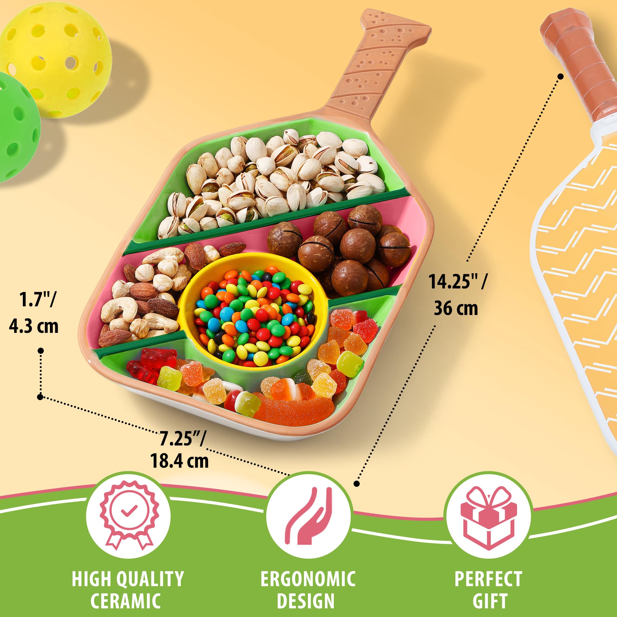 Snack Trays Pickleball Platter Fun Pickleball Paddle Snack Platter ...