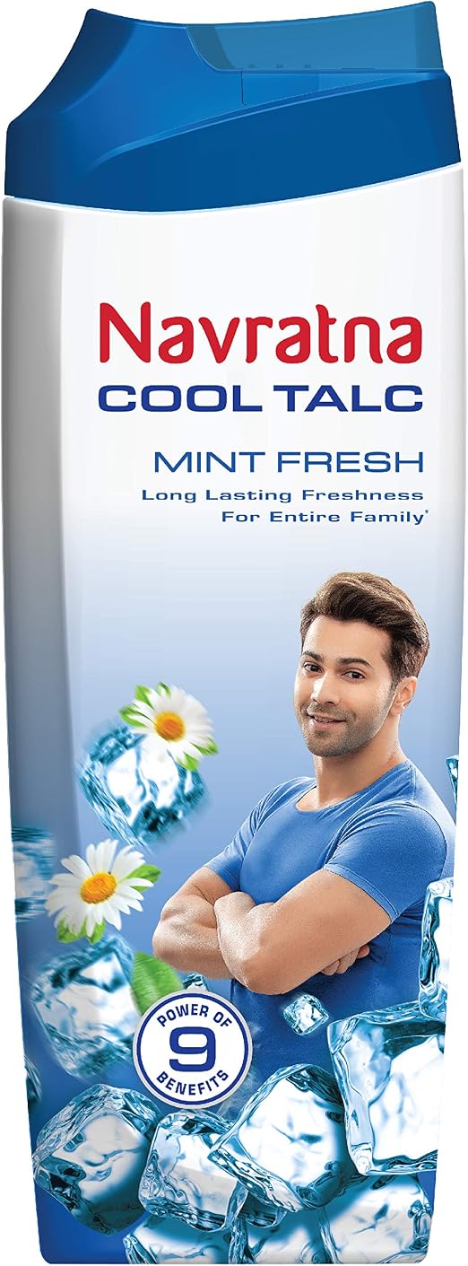 Amazon.com: Navratna Cool Talc Powder with Mint Fresh Cooling | Sweat ...