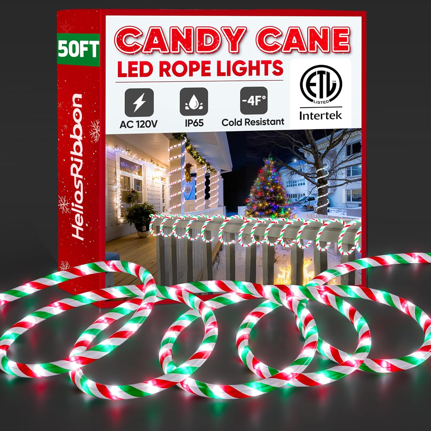 Amazon.com: 50FT Candy Cane Rope Lights, Christmas Led Rope Light ...