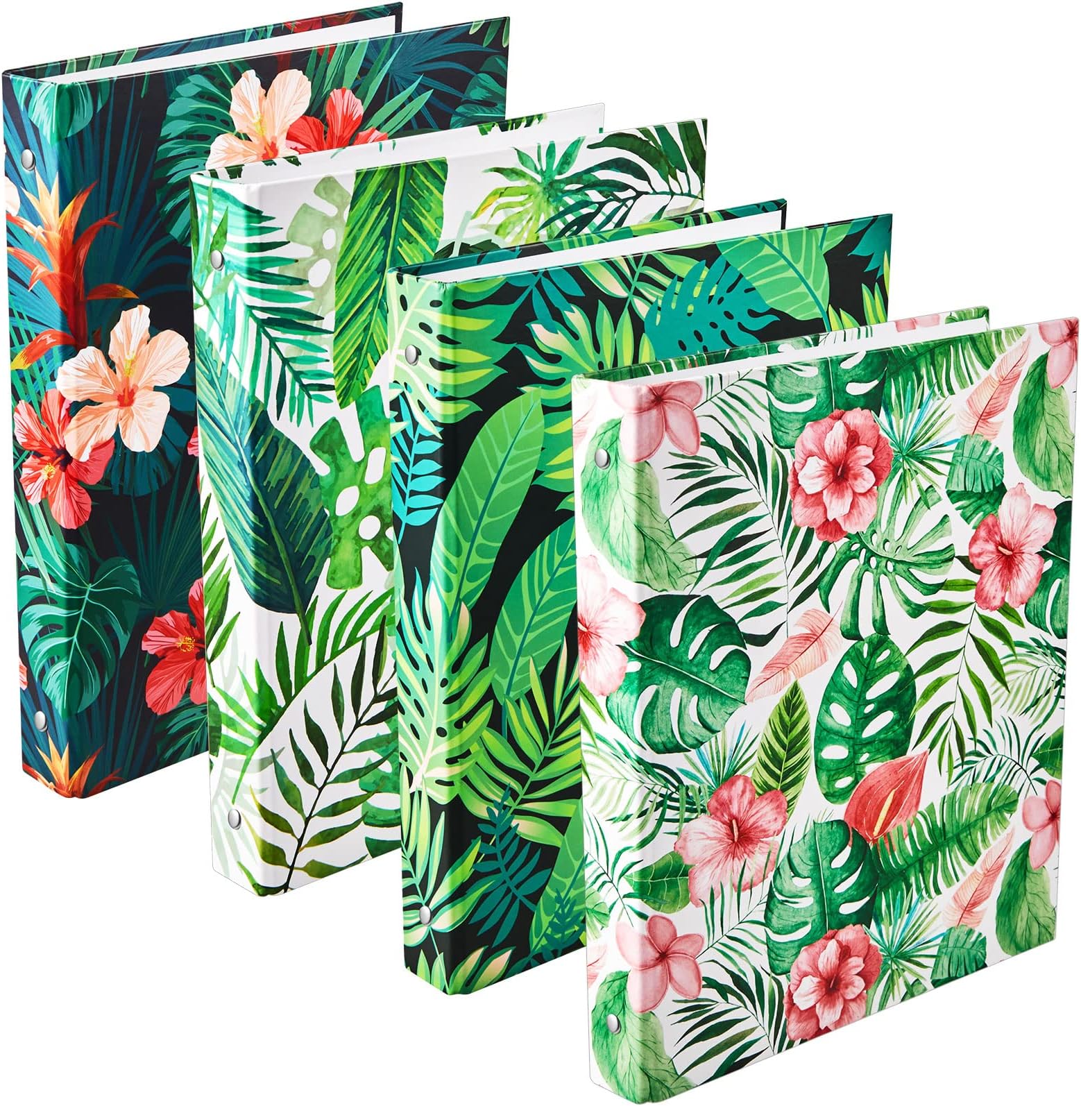 Amazon.com : 6 Pieces Floral Hardcover 3 Ring Binder 1 Inch Round Rings ...