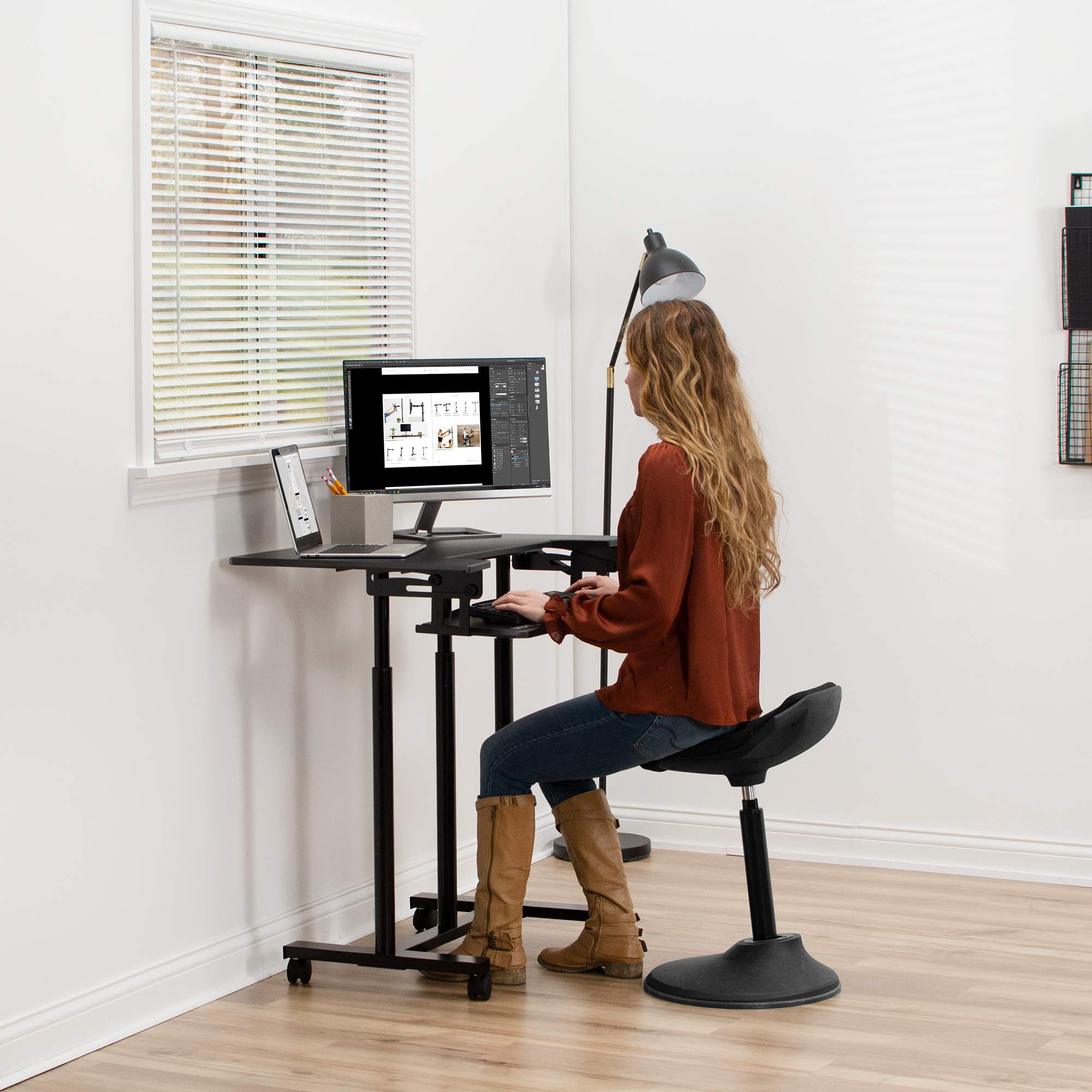 VIVO Mobile Height Adjustable Table, Stand Up Desk Cart with Sliding ...