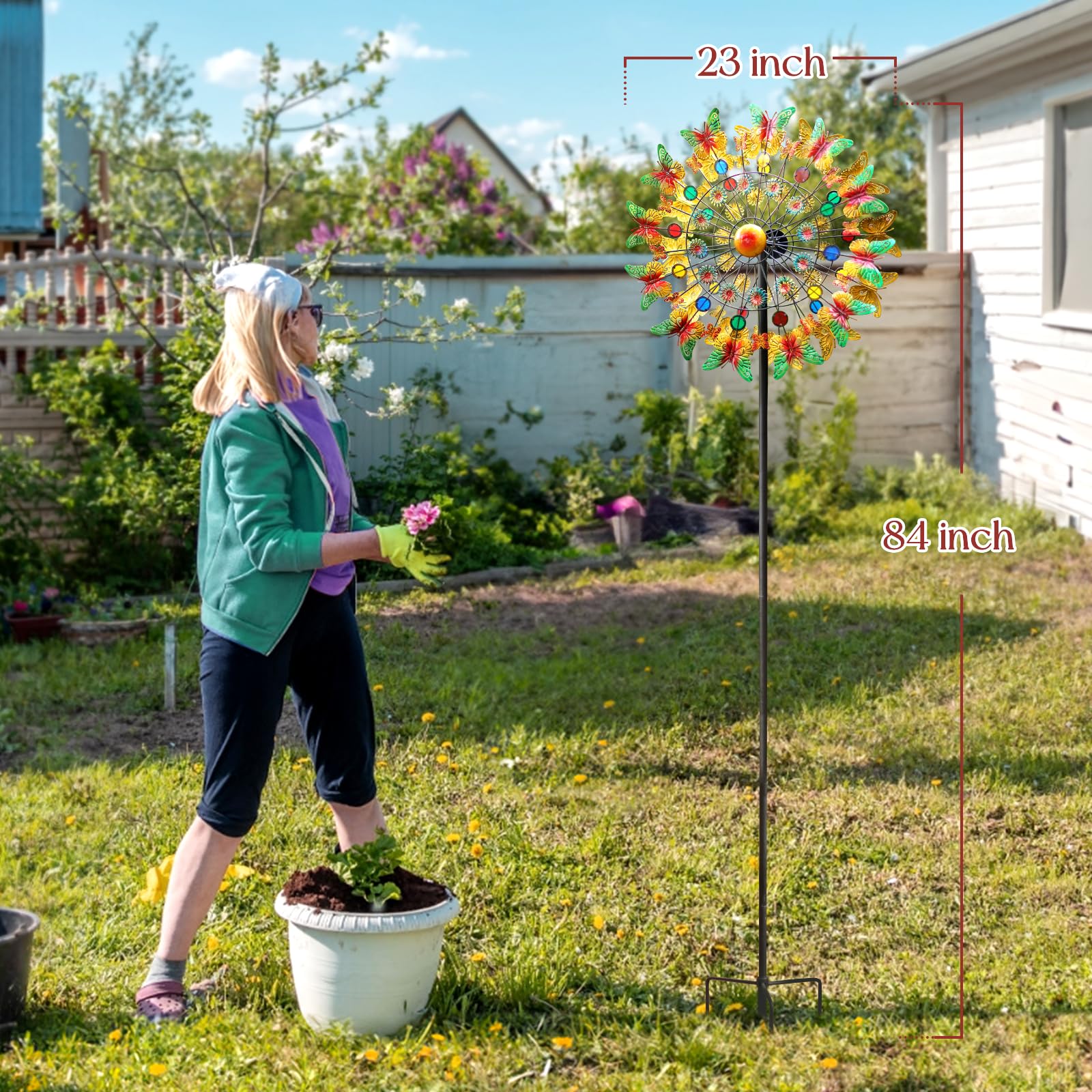 Pure Echo Garden Wind Spinner, Metal Windmill, Large Wind Sculpture ...