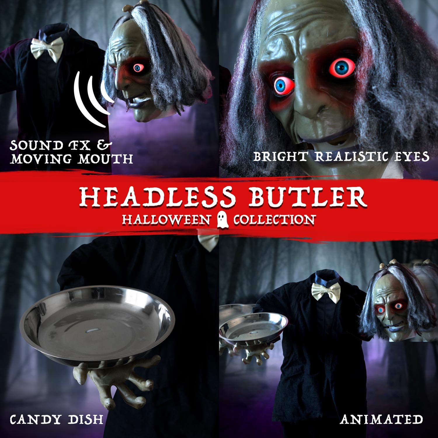 Holidayana Halloween Animatronic Headless Butler 4ft 9in Animated ...