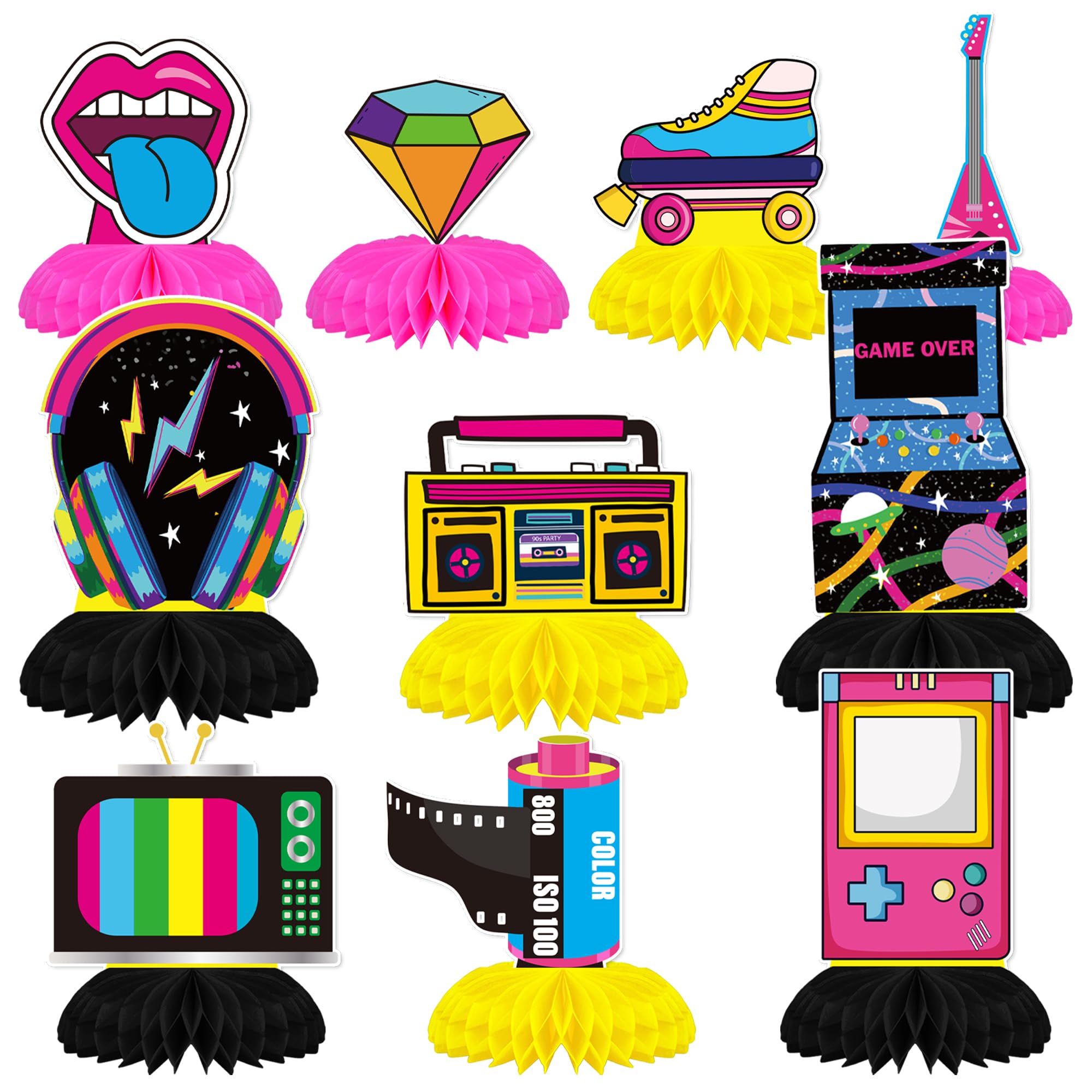 Amazon.com: 90s Party Decorations 10pcs 90's Honeycomb Centerpieces 90s ...