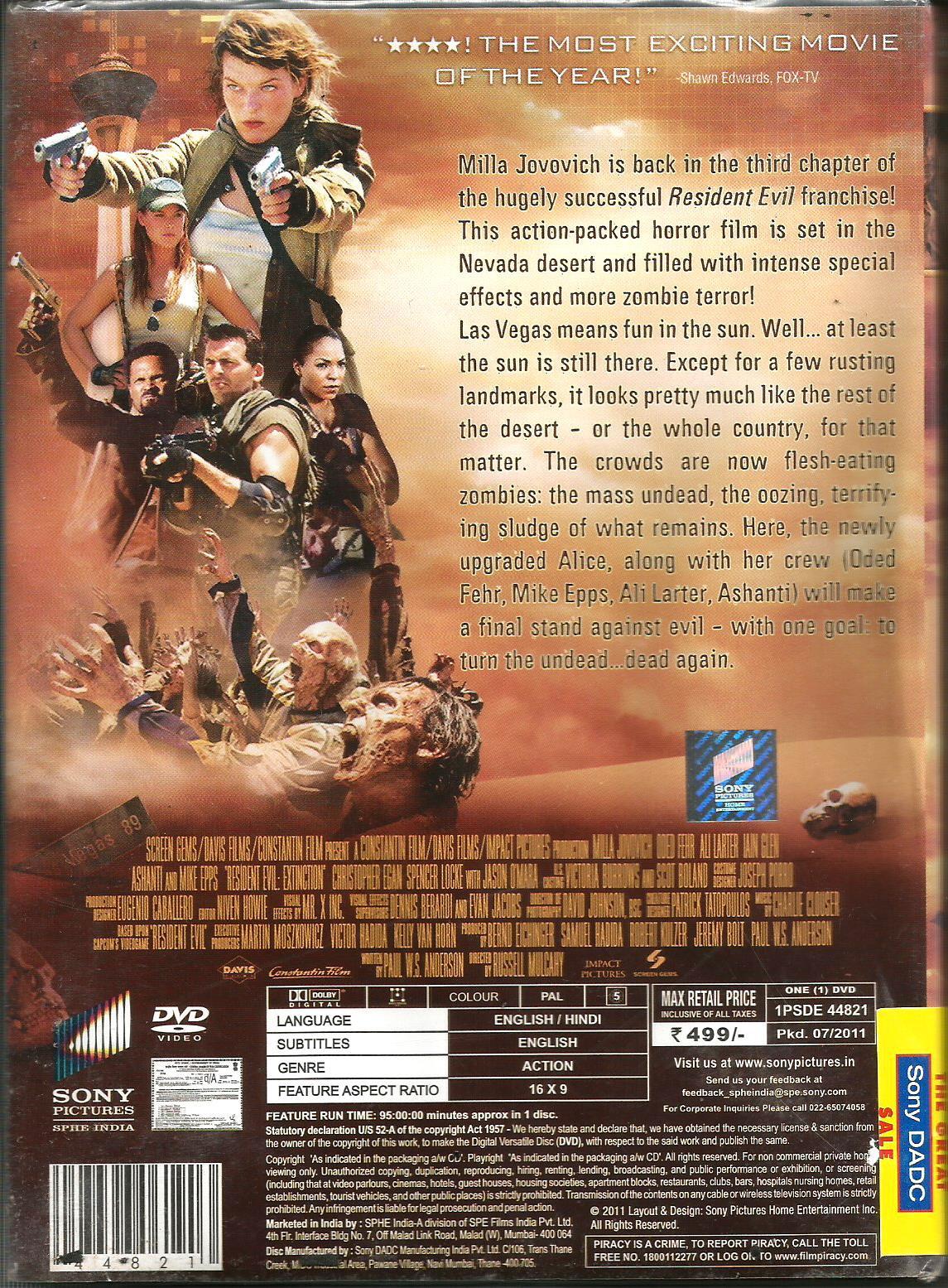 Resident Evil: Extinction: Amazon.in: Mulcahy, Russell, Jovovich, Milla ...