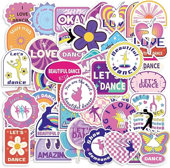 Amazon.com: 50pcs Creative Dance Stickers, Cute Cartoon Stickers ...