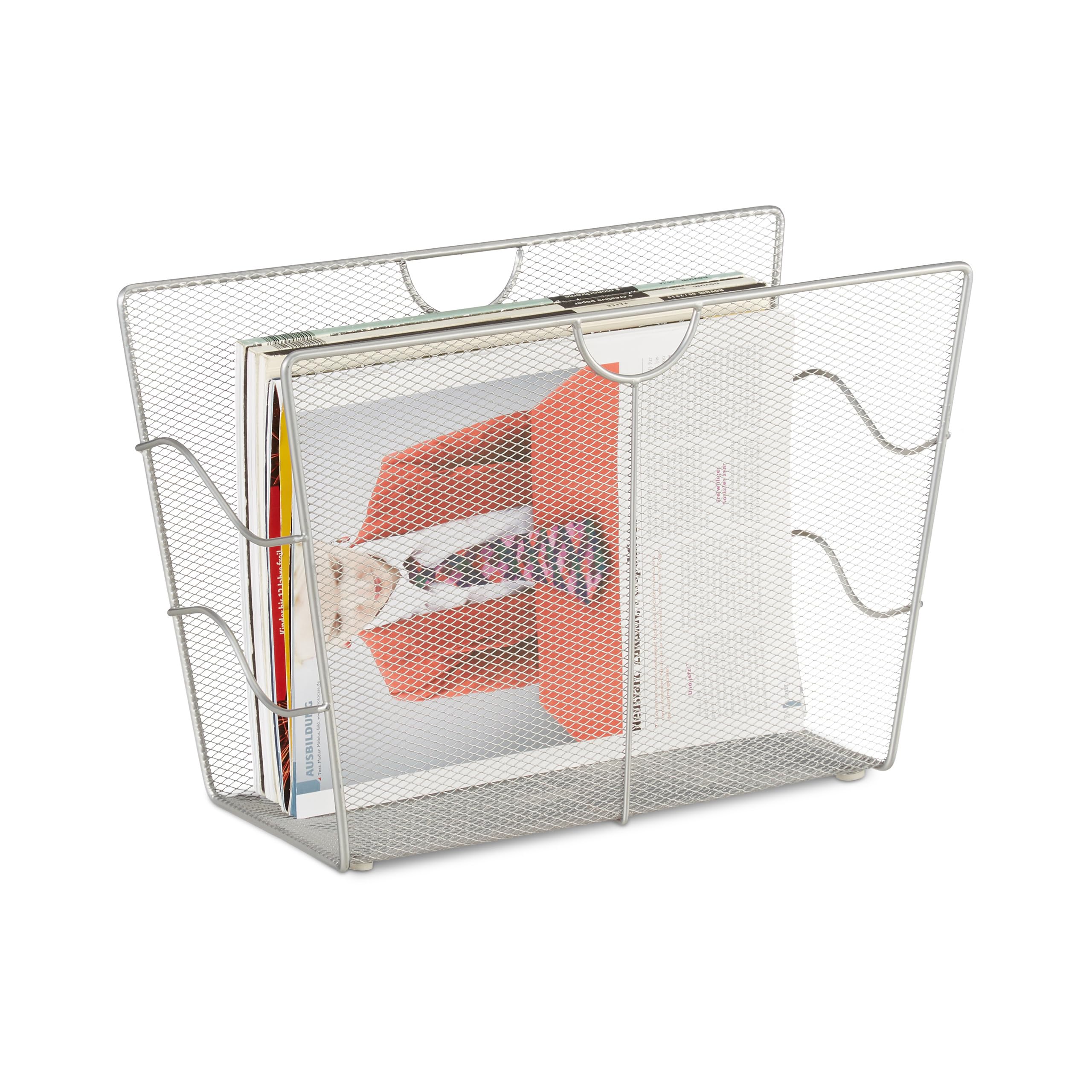 Relaxdays Mesh Newspaper Stand, Metal Newspaper Bin, Freestanding Rack ...