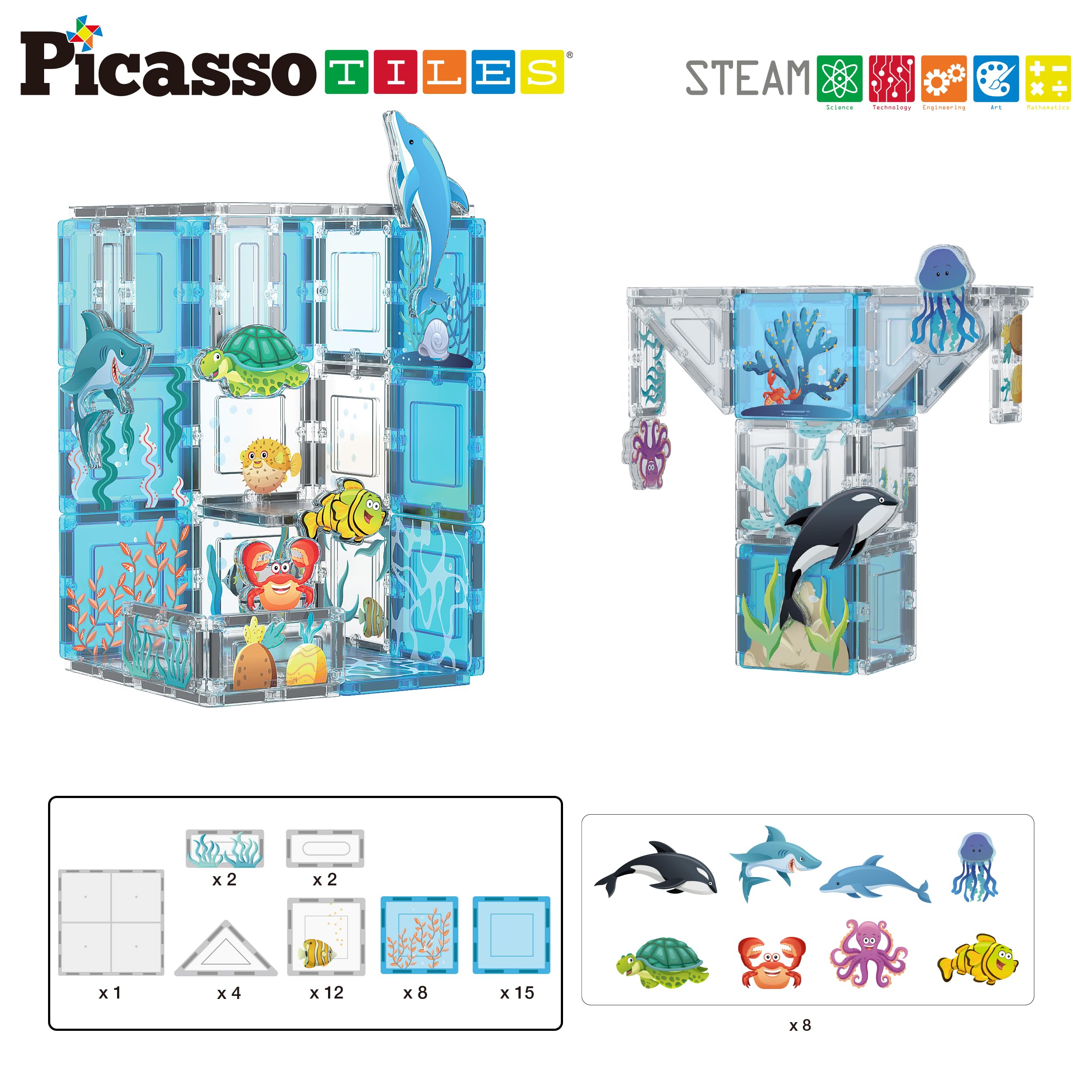 Snapklik.com : PicassoTiles Magnet Tile Building Blocks Aquarium Marine ...