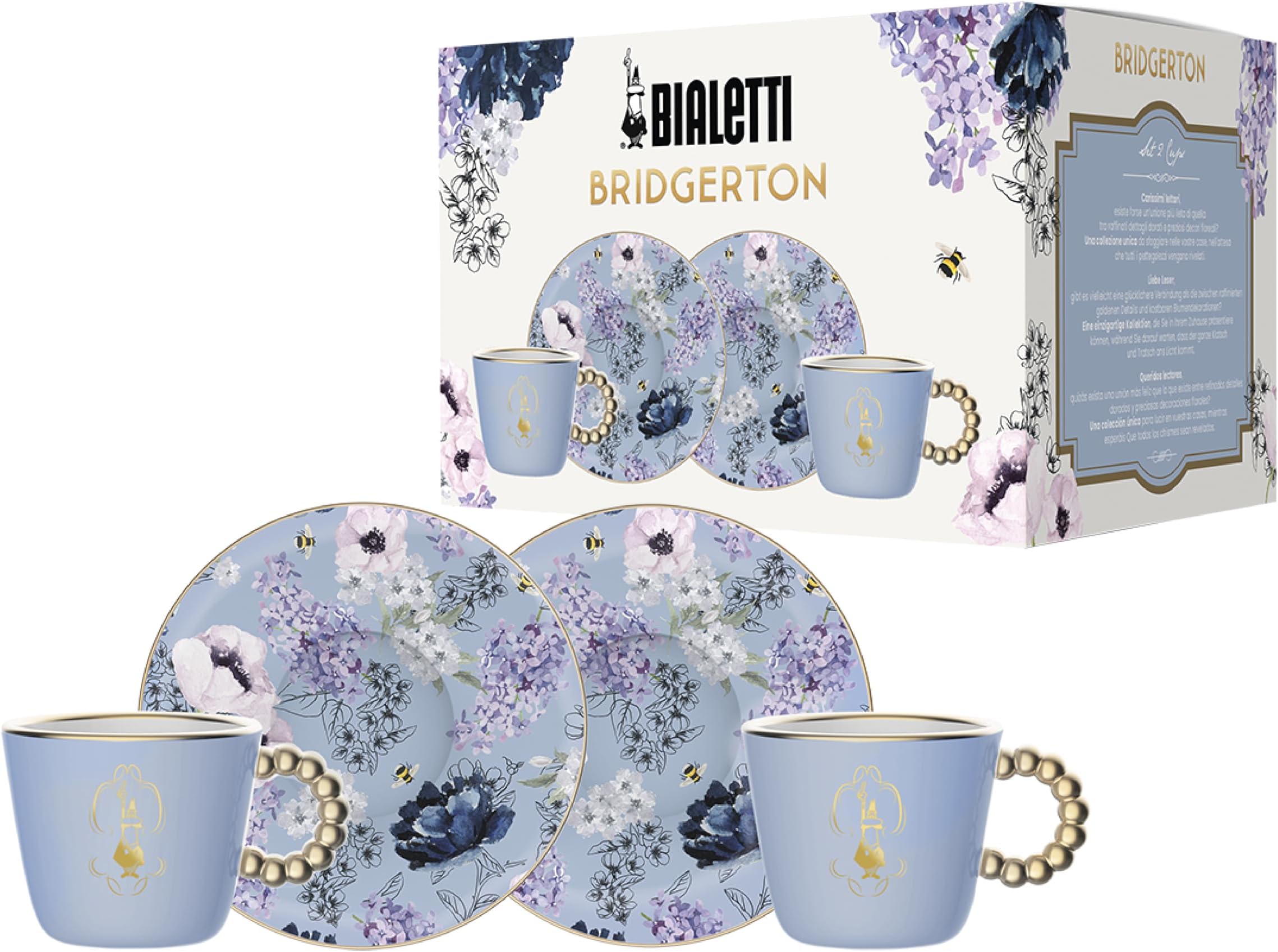 Amazon.com | Bialetti - Bridgerton Mug set with saucers, Set of 2 ...