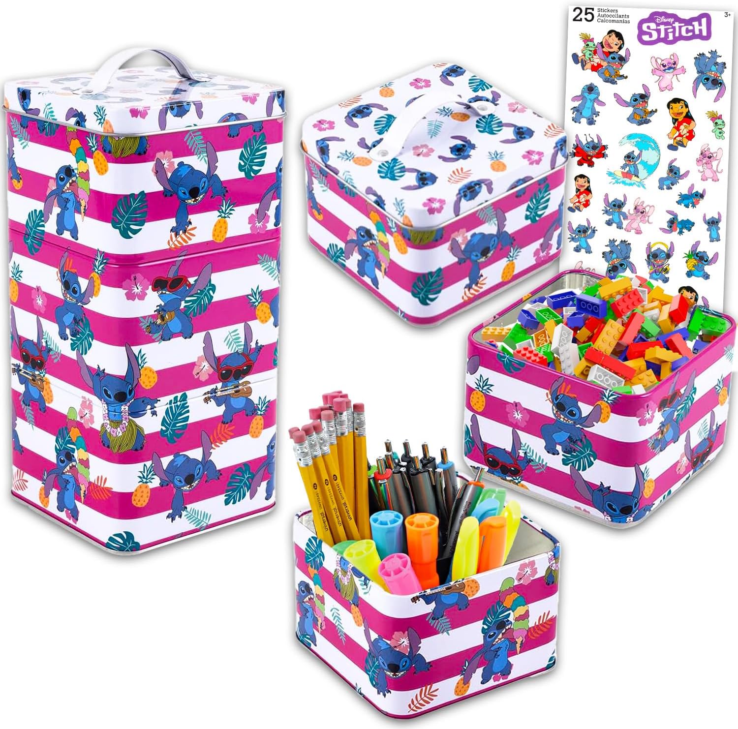 Amazon.com: Disney Lilo & Stitch Pink Stack Store And Carry Stackable ...