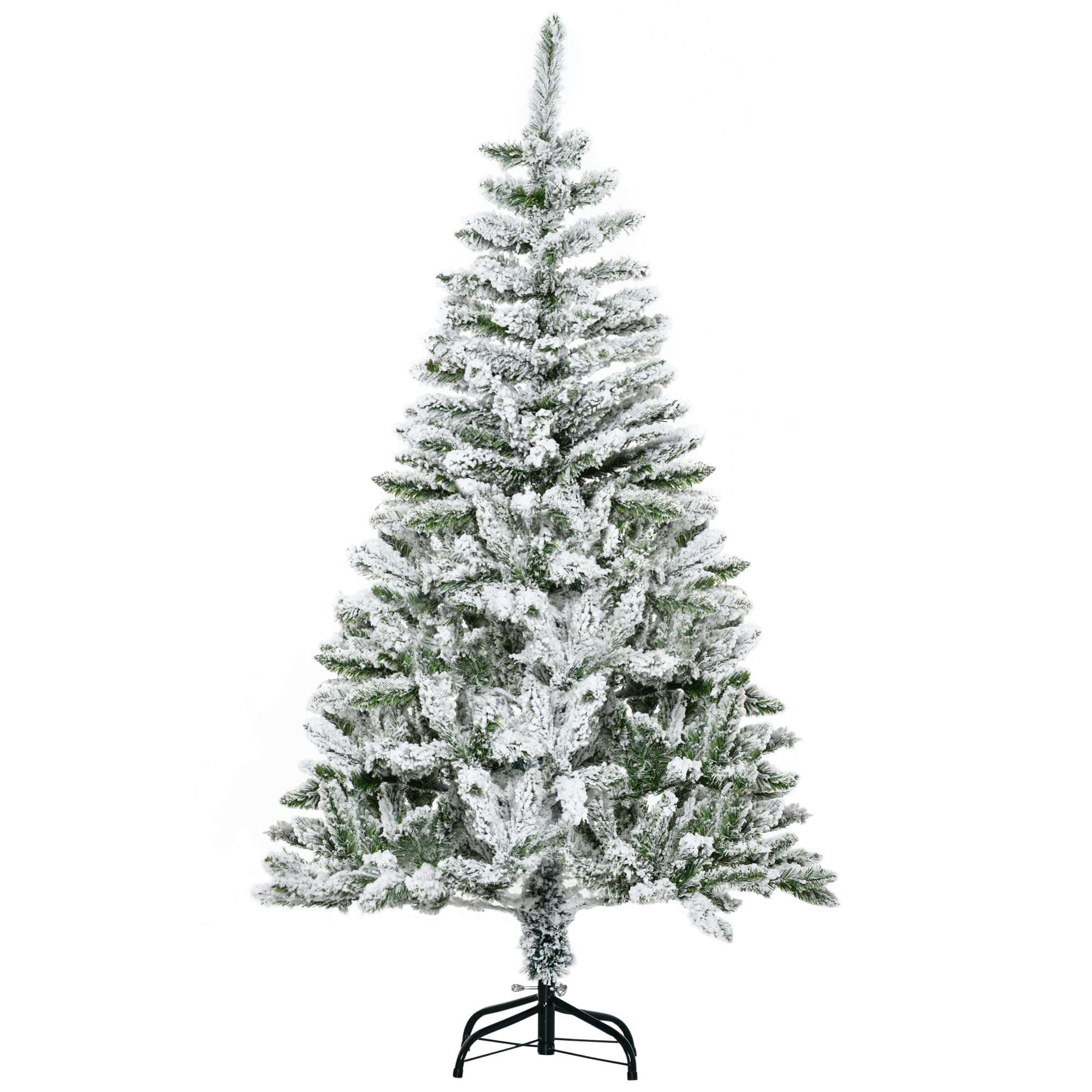 HOMCOM 5 Ft Snow Flocked Artificial Christmas Tree Xmas Pine Tree with ...