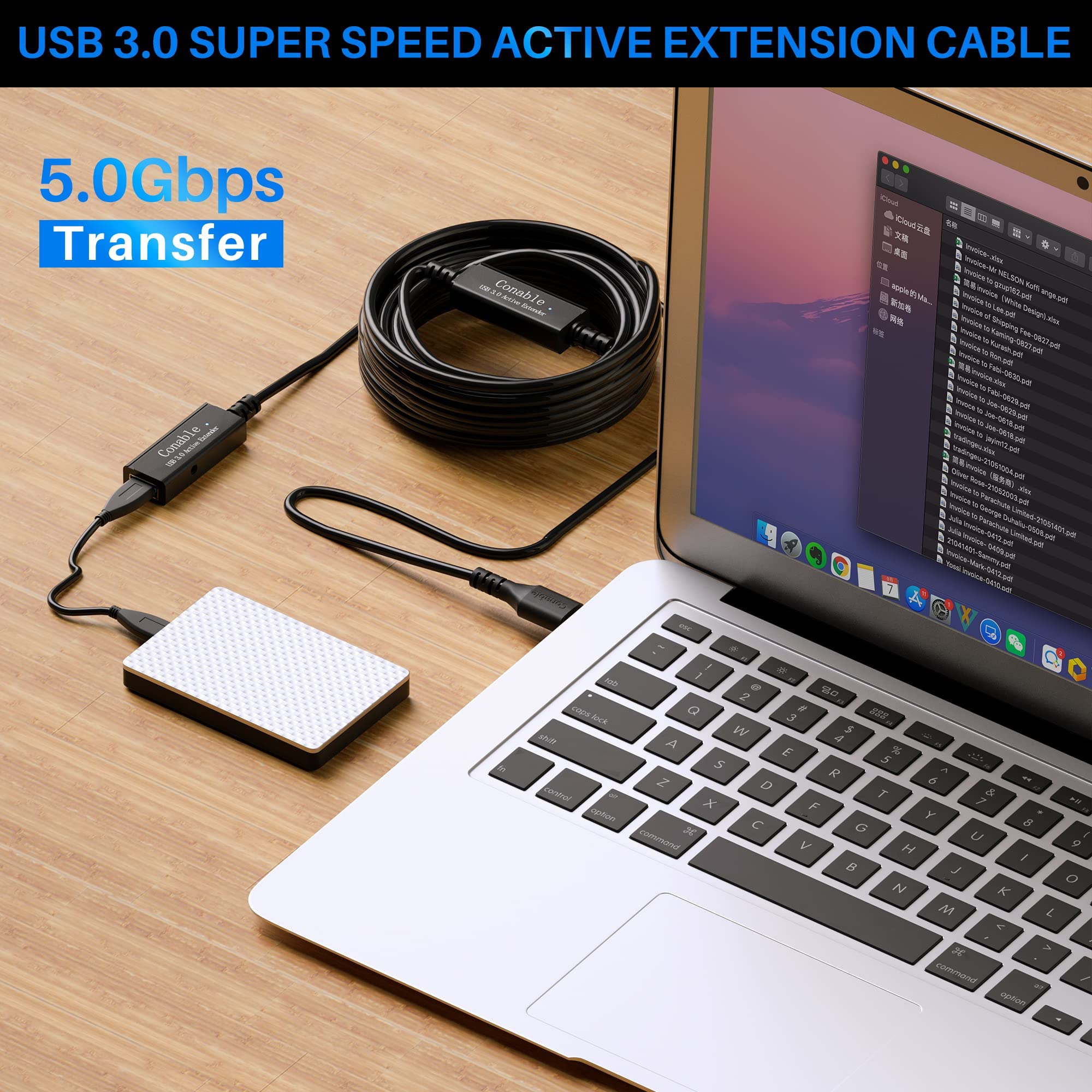 USB 3.0 Active Extension Cable 35 Feet, Long USB Type-A Male to Female ...