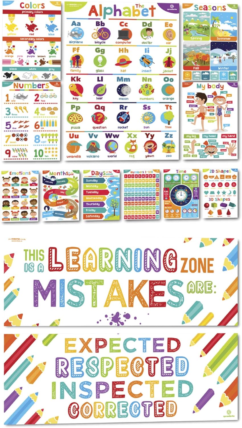 Amazon.com: Sproutbrite Classroom Decorations - Learning Zone Bundle ...