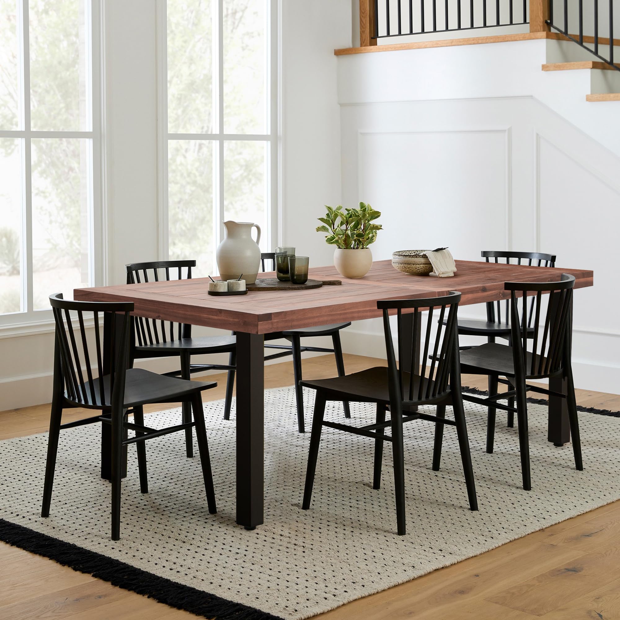 Amazon.com - Flamaker Dining Table for 6 FSC Acacia Wood Indoor Outdoor ...